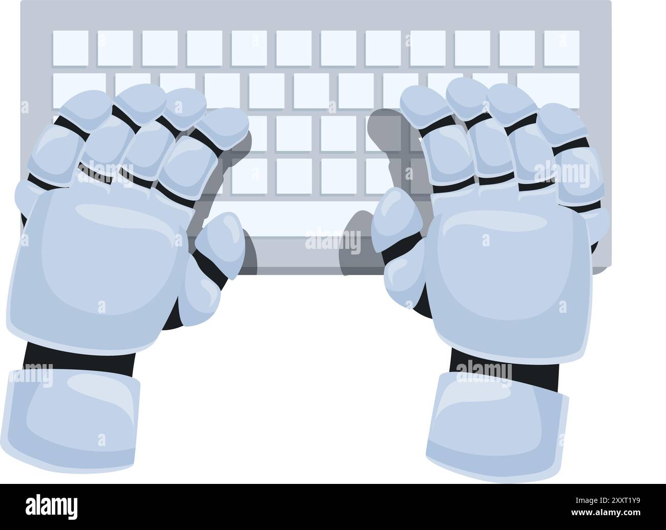 Robot typing on computer keyboard Cut Out Stock Images & Pictures - Alamy