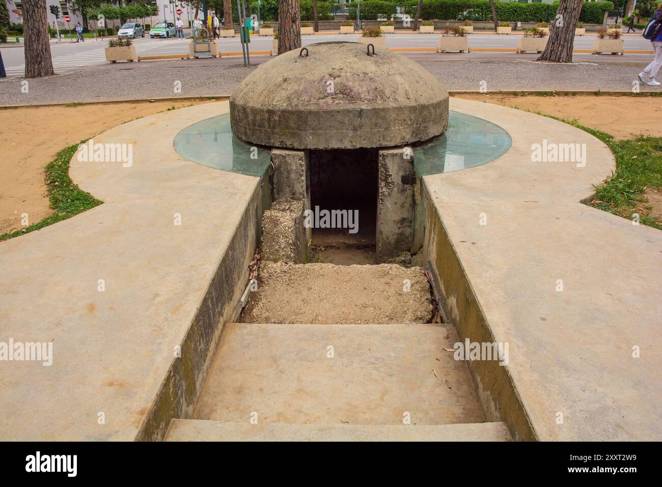 A pillbox bunker in Lulishte Ismail Qemali Park in the centre of Tirana ...
