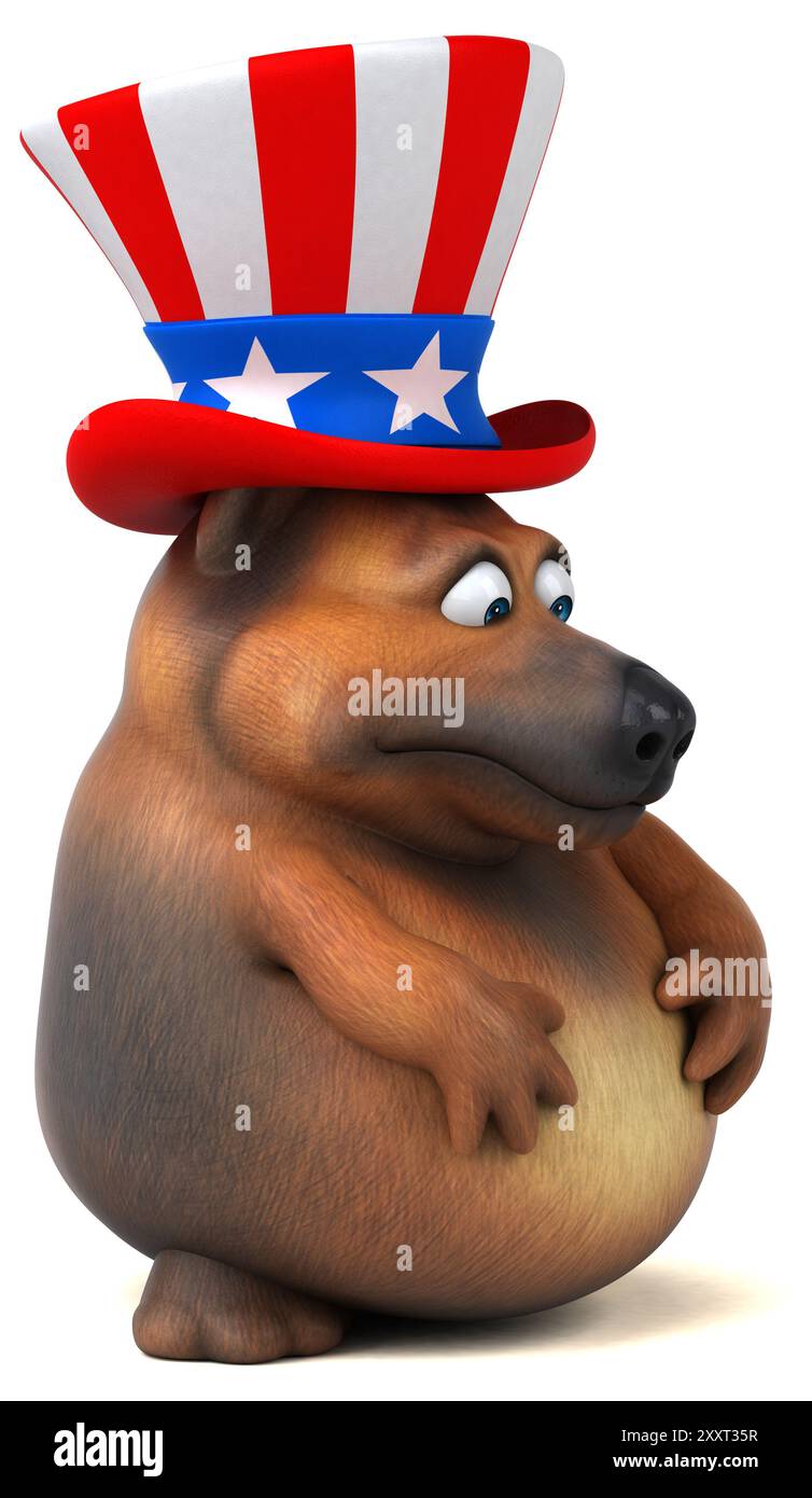 Fun 3D cartoon german shepherd dog with an uncle sam hat Stock Photo ...