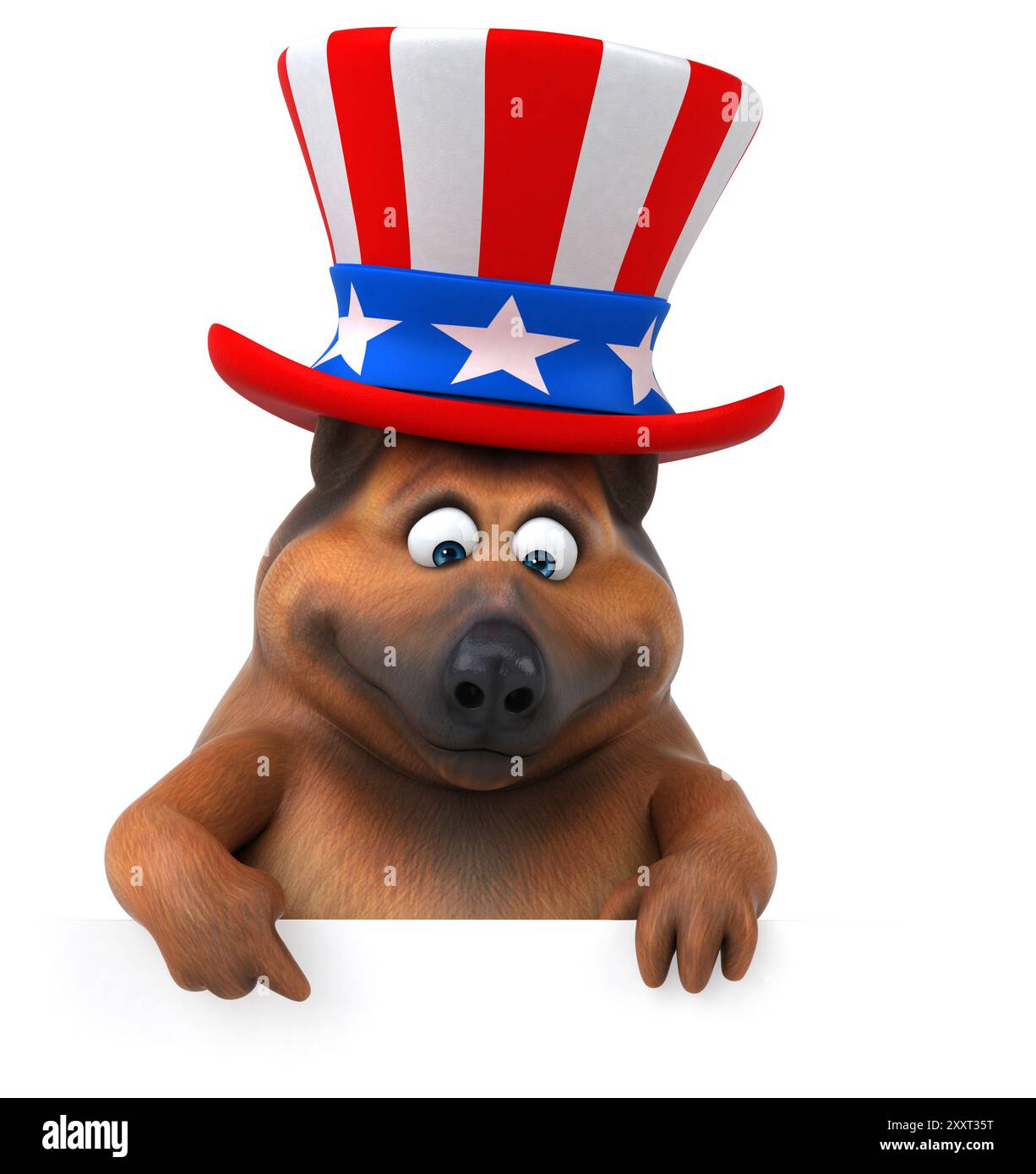 Fun 3D cartoon german shepherd dog with an uncle sam hat Stock Photo ...