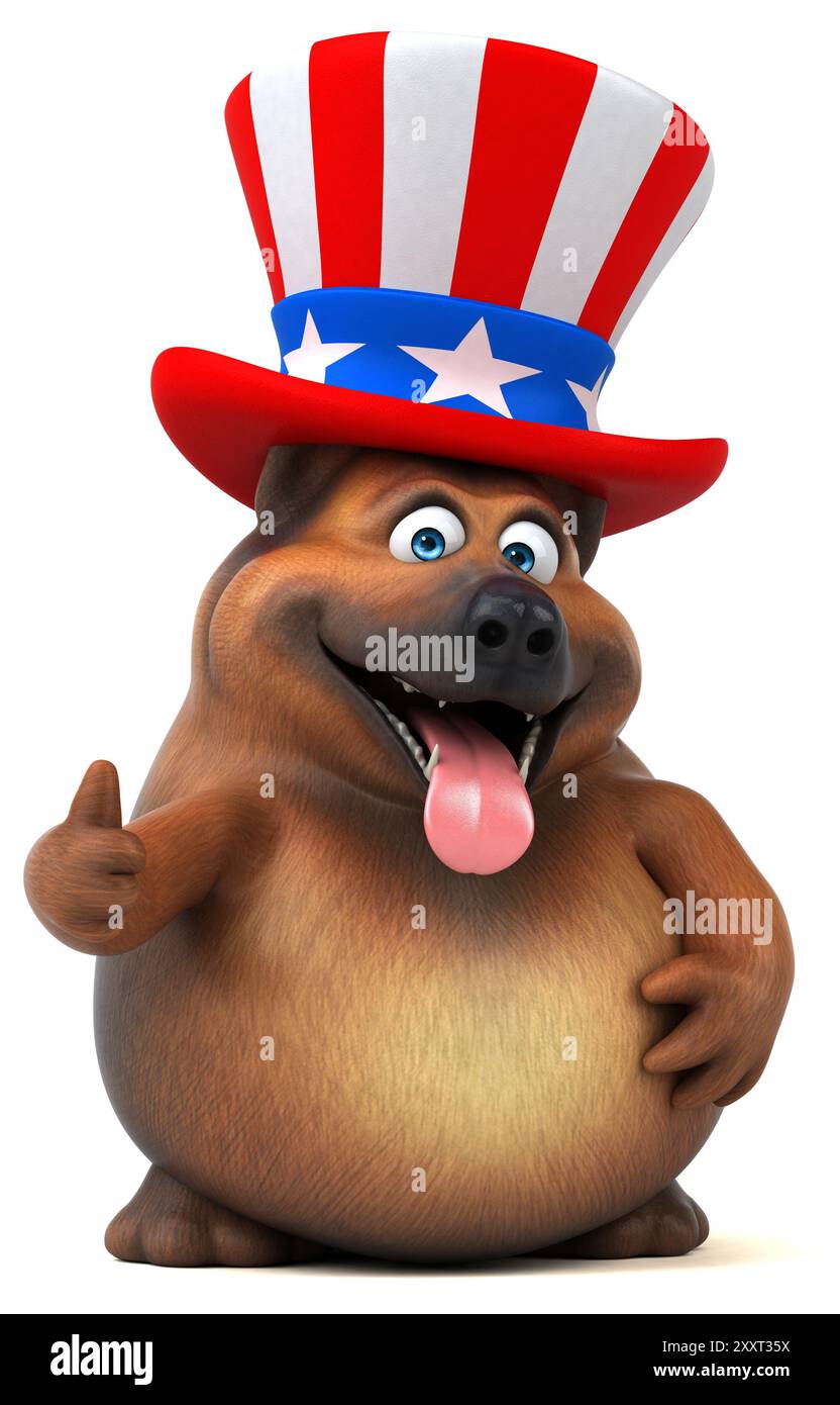 Fun 3D cartoon german shepherd dog with an uncle sam hat Stock Photo ...
