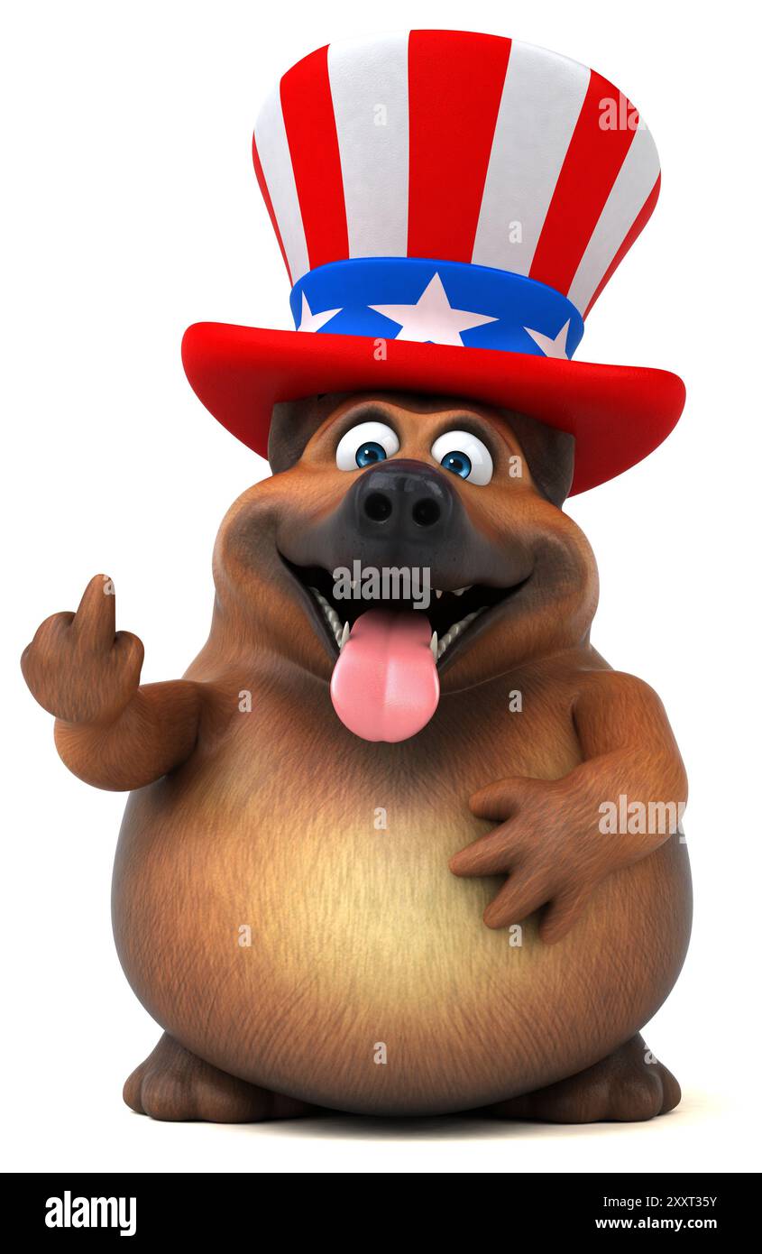 Fun 3D cartoon german shepherd dog with an uncle sam hat Stock Photo ...