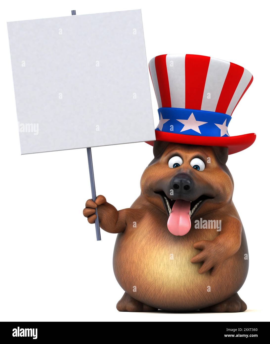 Fun 3D cartoon german shepherd dog with an uncle sam hat Stock Photo ...