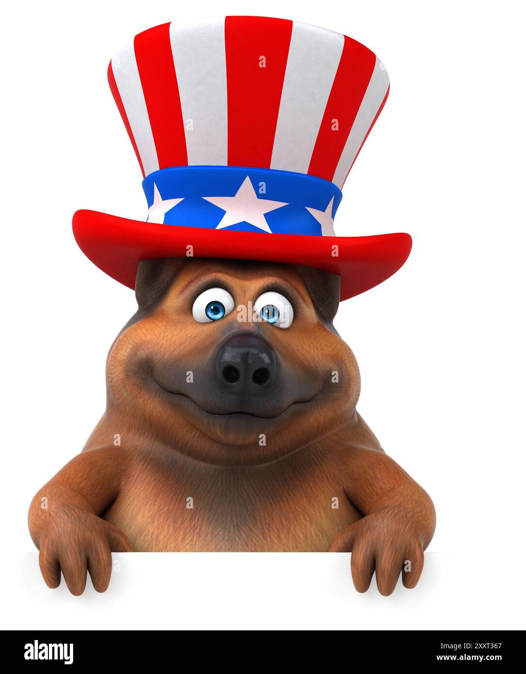 Fun 3D cartoon german shepherd dog with an uncle sam hat Stock Photo ...