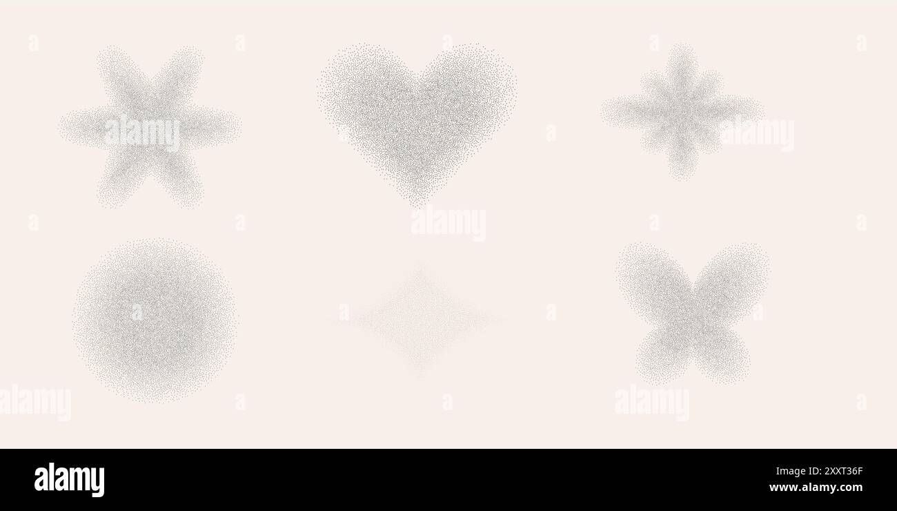 Grain dot stipple y2k abstract geometry shapes. Noise sand dust Retro aesthetic 2000s style ...