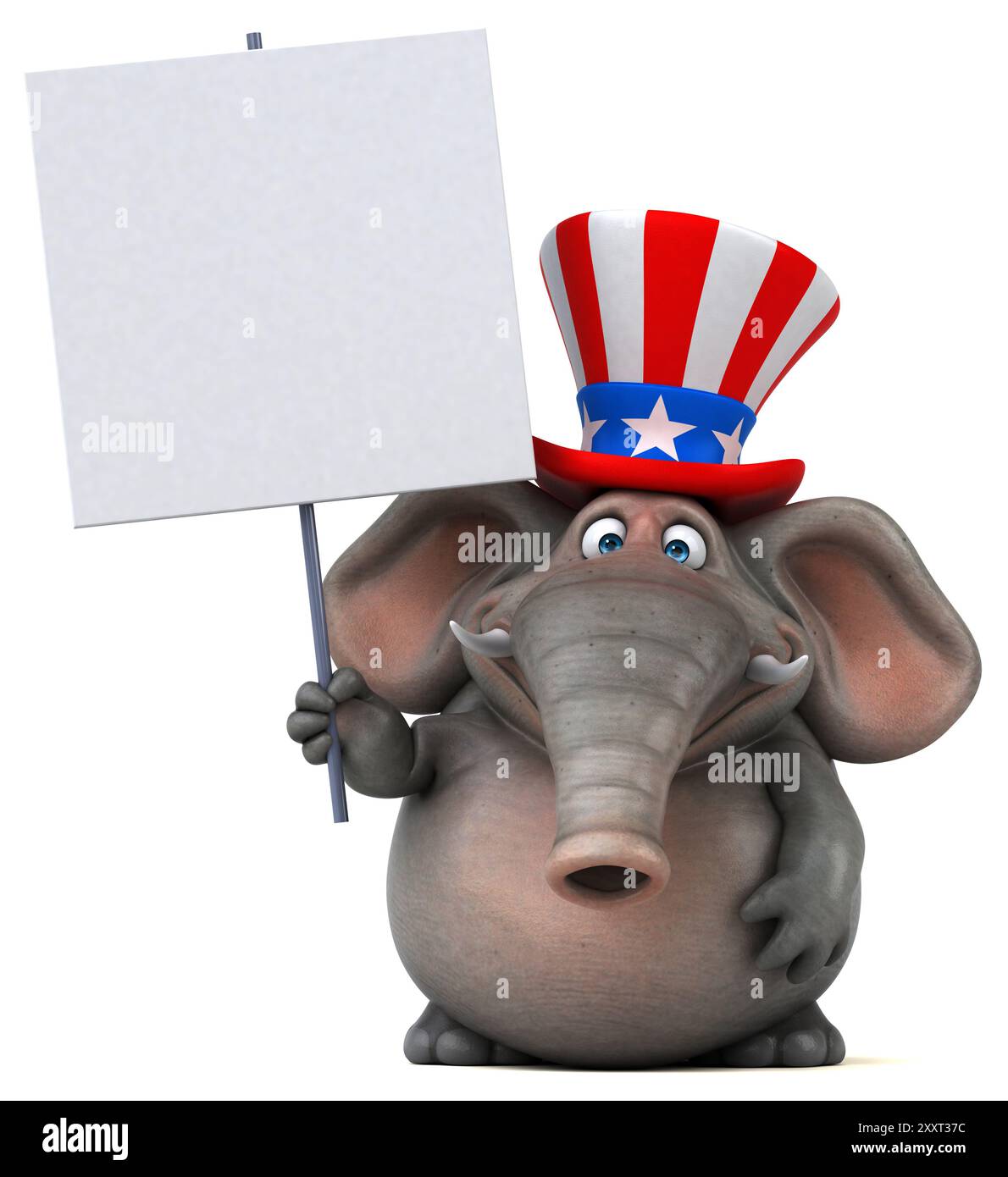 Fun 3D cartoon elephant with an uncle sam hat Stock Photo - Alamy