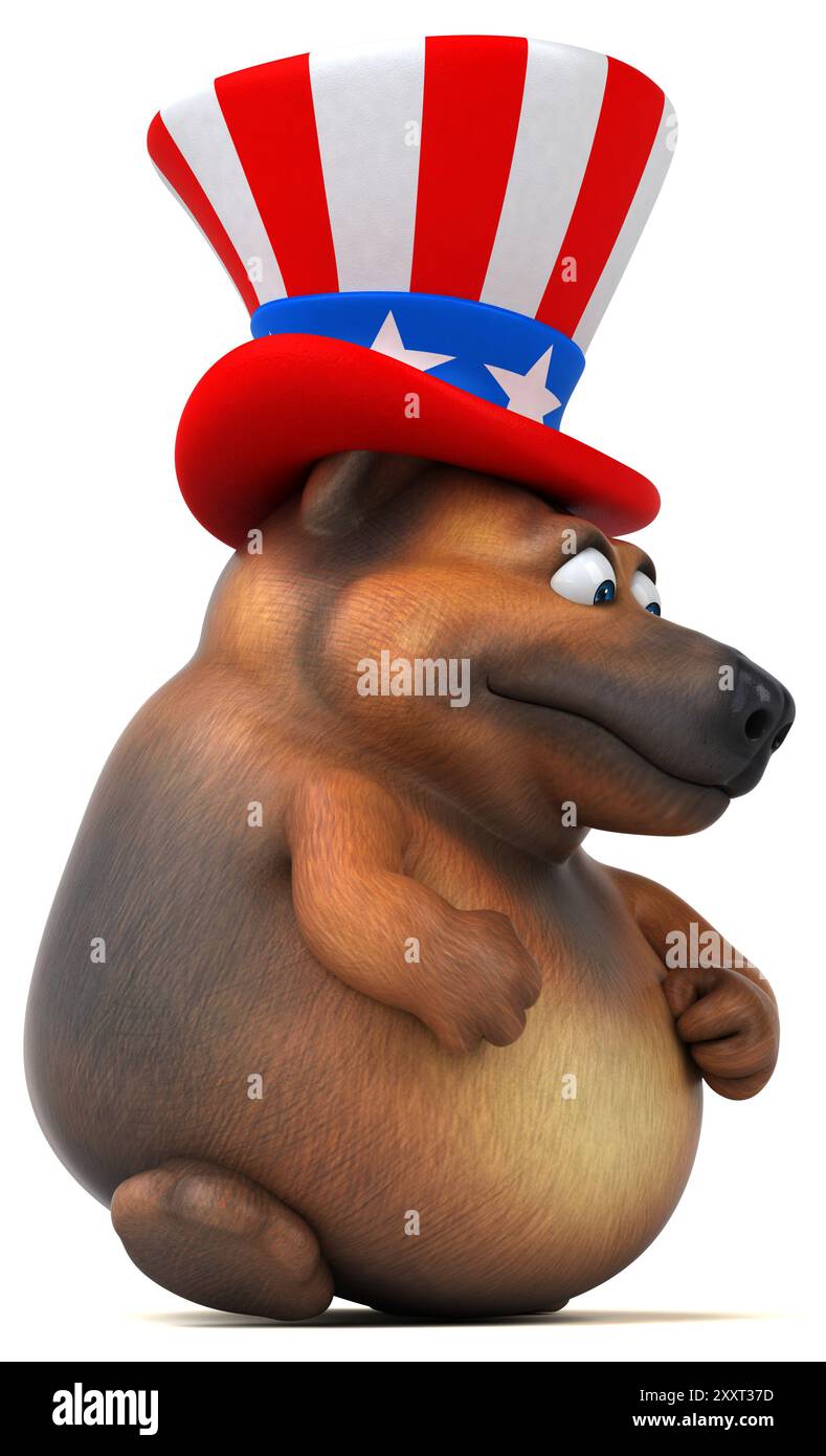 Fun 3D cartoon german shepherd dog with an uncle sam hat Stock Photo ...