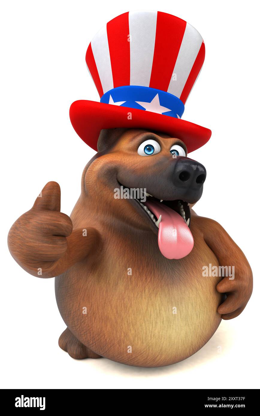 Fun 3D cartoon german shepherd dog with an uncle sam hat Stock Photo ...