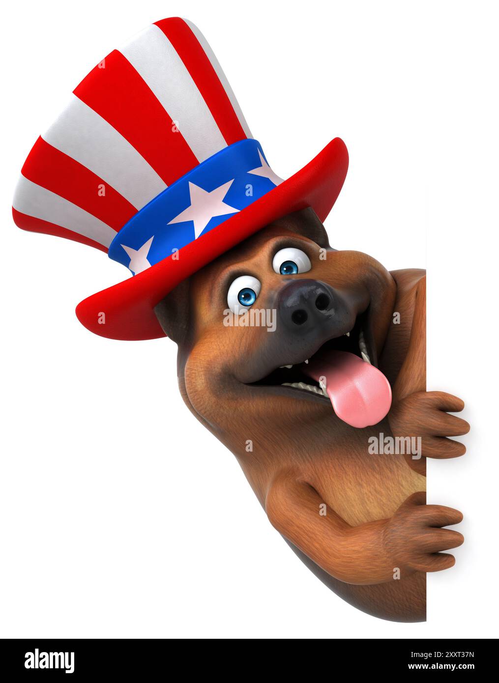 Fun 3D cartoon german shepherd dog with an uncle sam hat Stock Photo ...