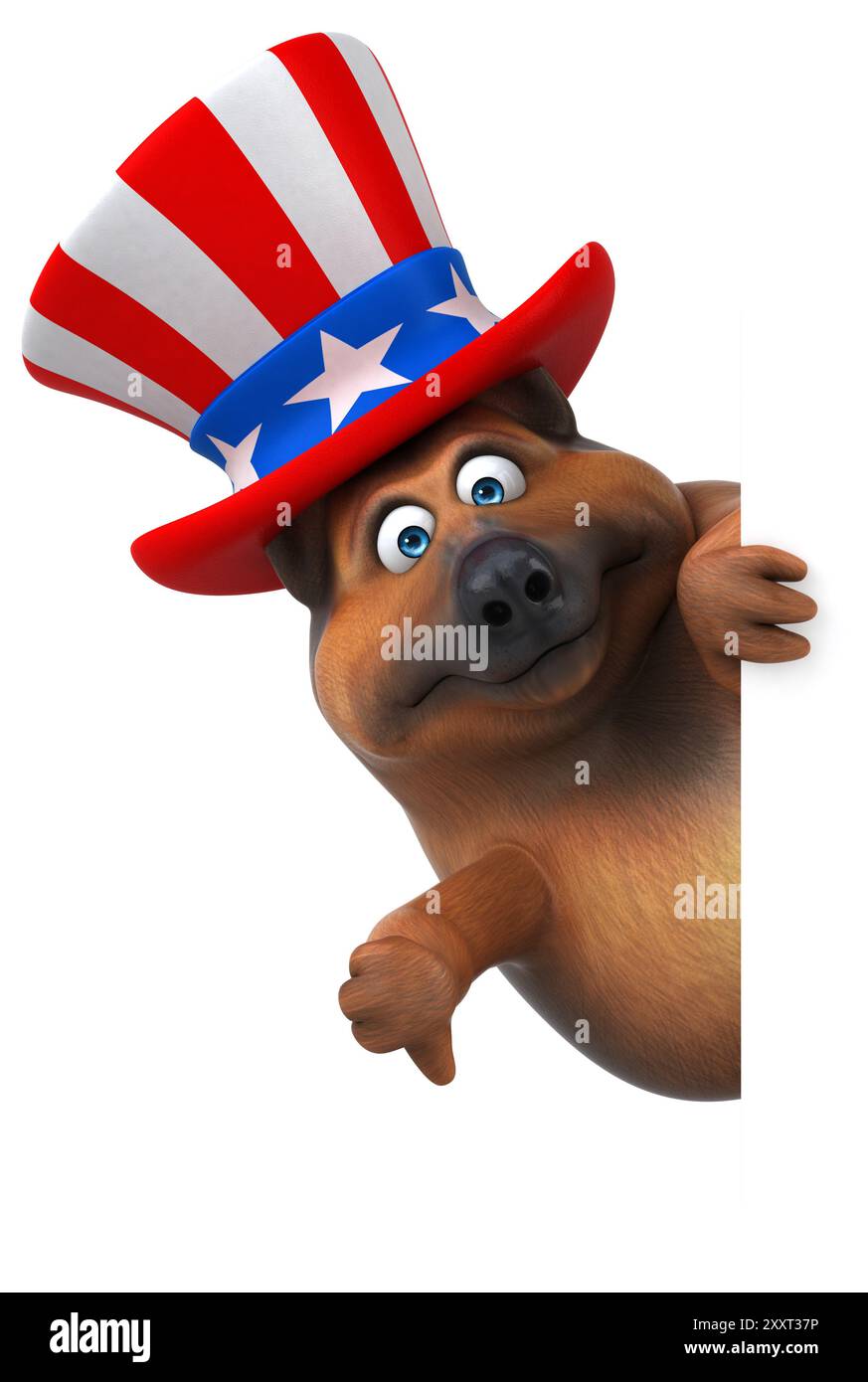 Fun 3D cartoon german shepherd dog with an uncle sam hat Stock Photo ...