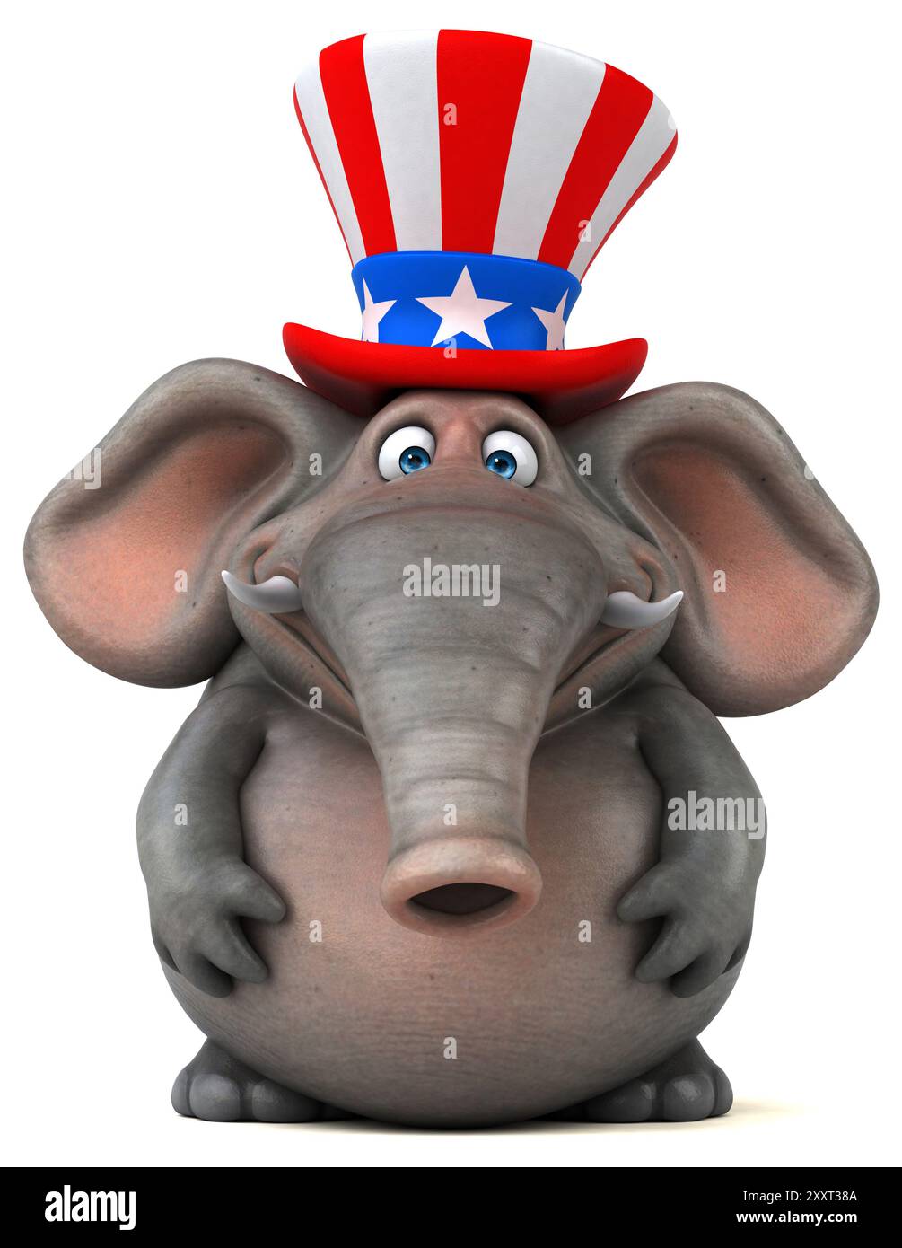 Fun 3D cartoon elephant with an uncle sam hat Stock Photo - Alamy