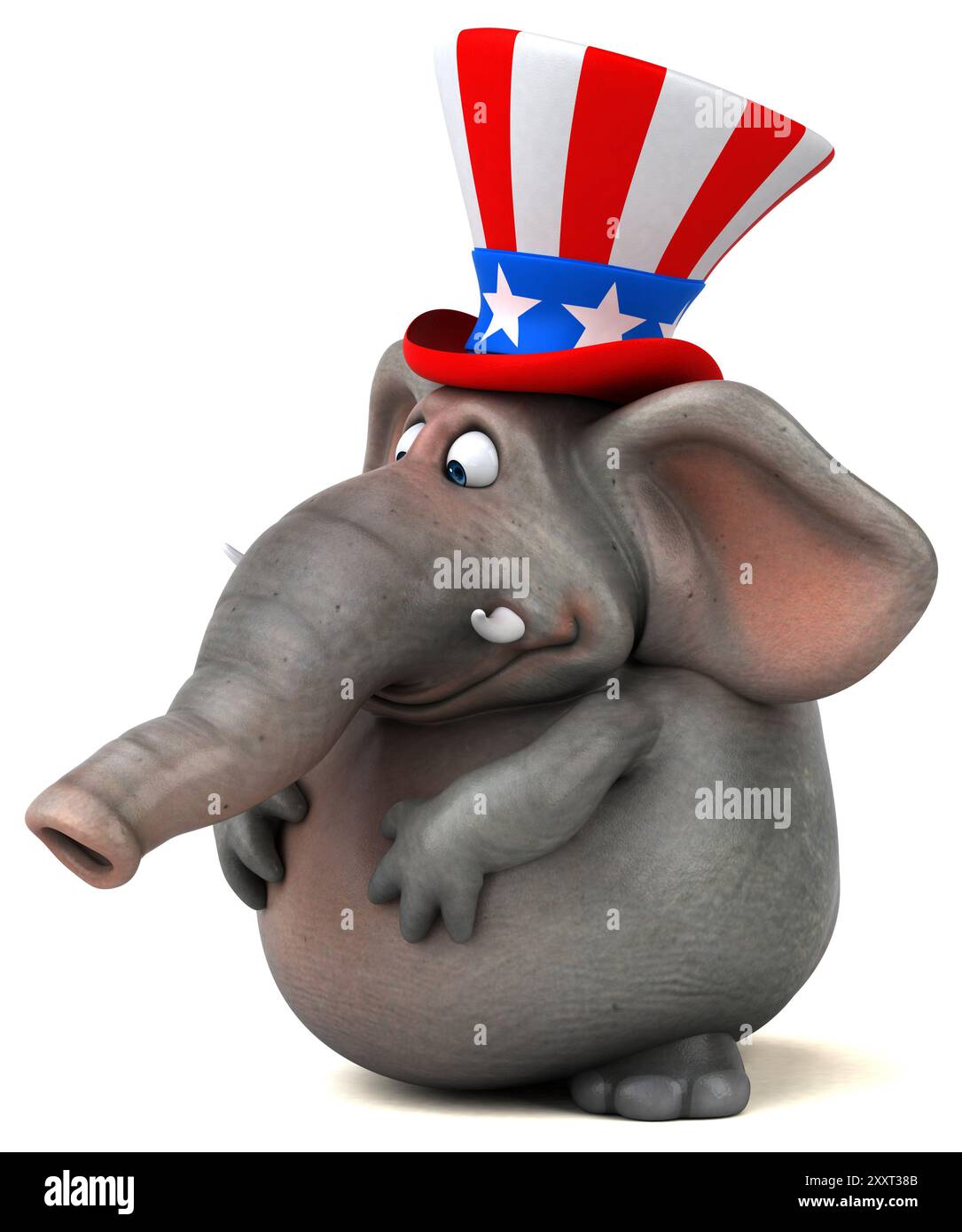 Fun 3D cartoon elephant with an uncle sam hat Stock Photo - Alamy