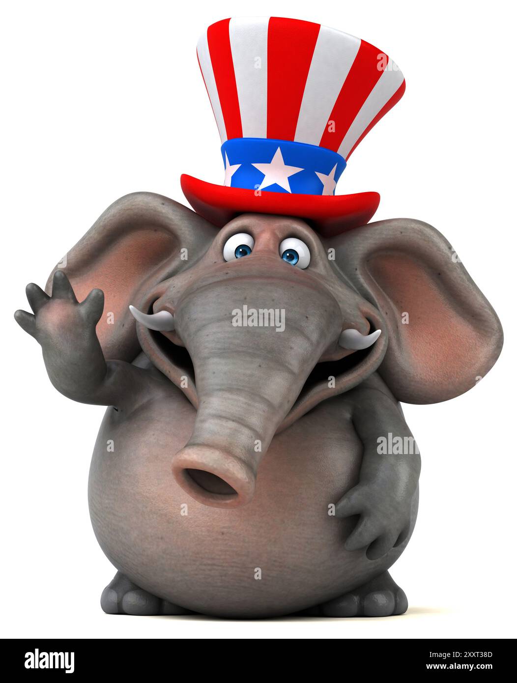 Fun 3D cartoon elephant with an uncle sam hat Stock Photo - Alamy