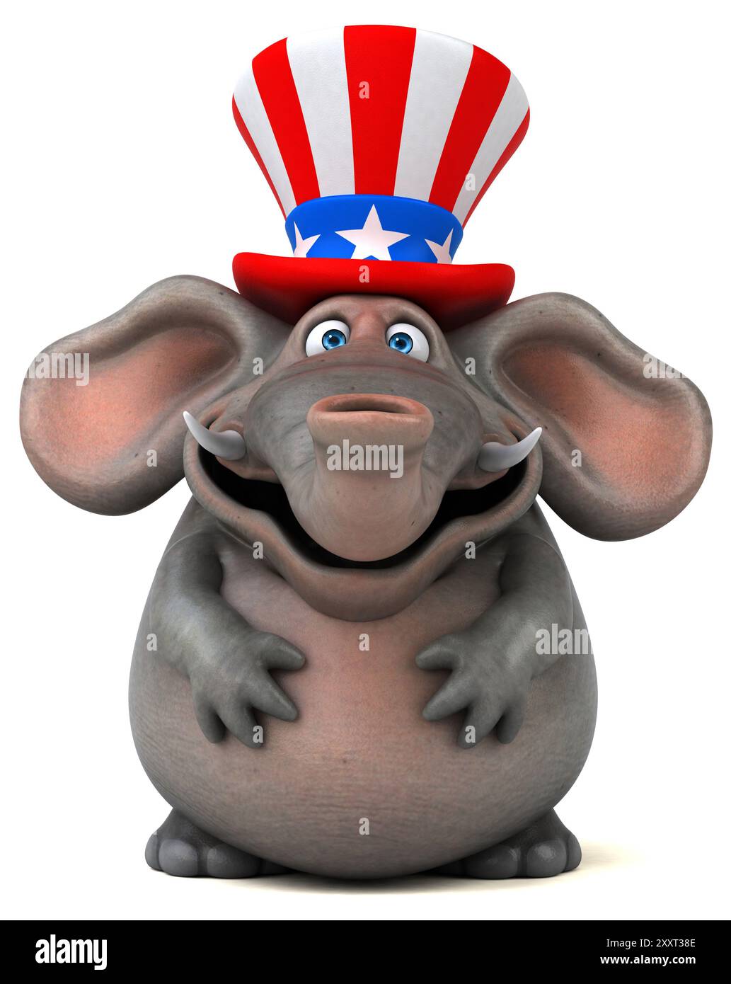 Fun 3D cartoon elephant with an uncle sam hat Stock Photo - Alamy