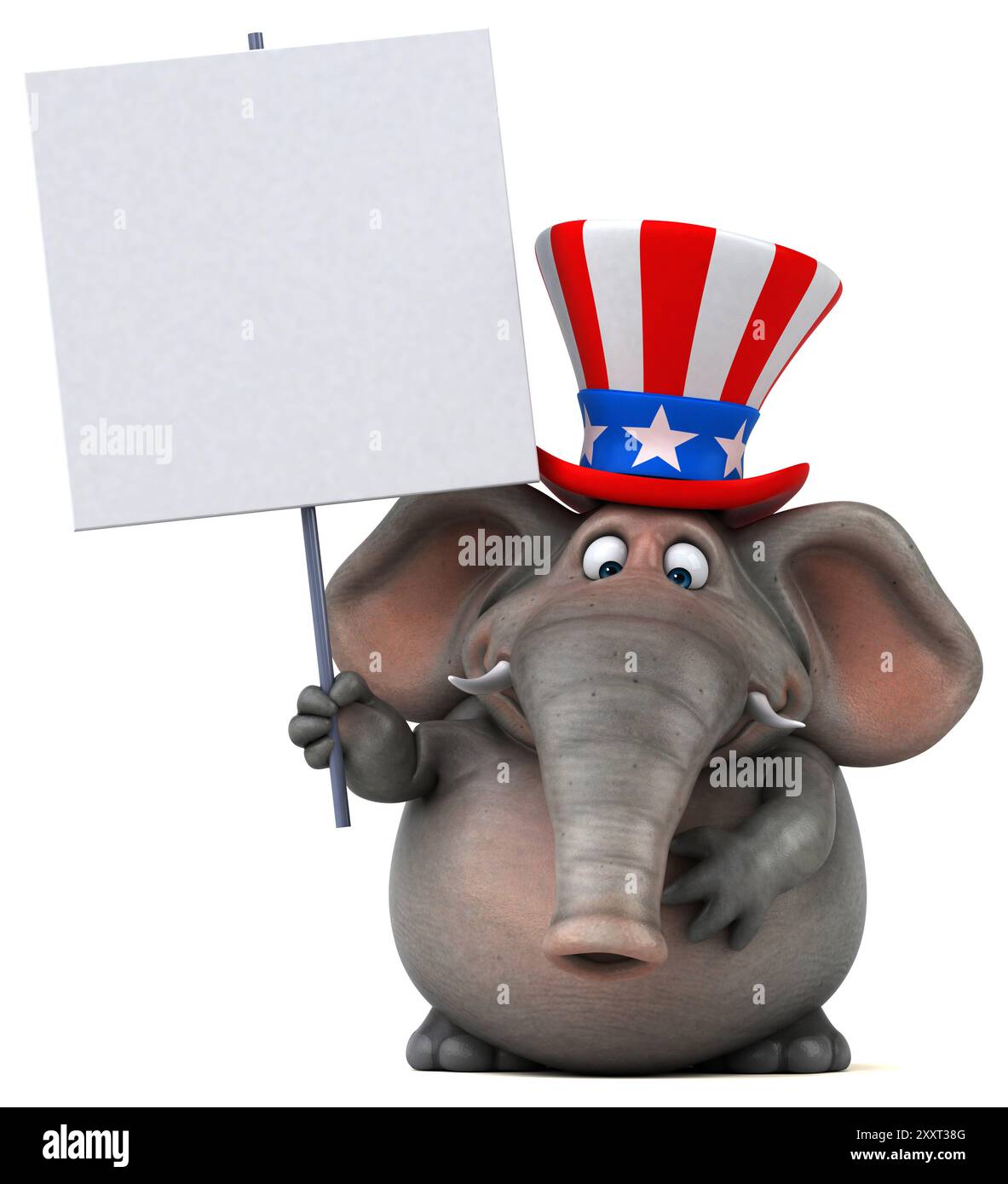 Fun 3D cartoon elephant with an uncle sam hat Stock Photo - Alamy