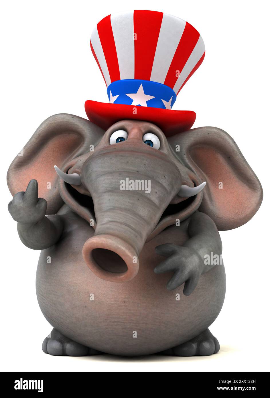 Fun 3D cartoon elephant with an uncle sam hat Stock Photo - Alamy