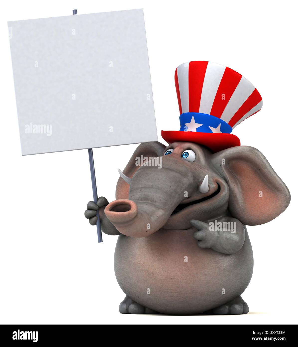 Fun 3D cartoon elephant with an uncle sam hat Stock Photo - Alamy
