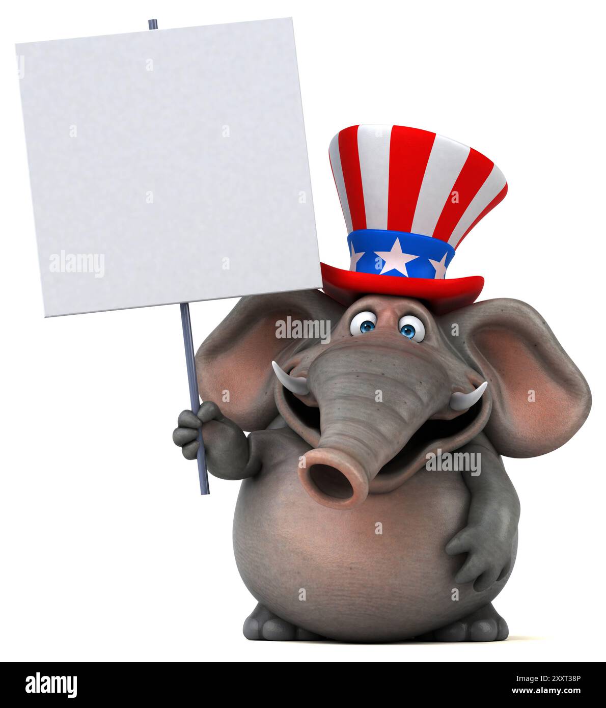 Fun 3D cartoon elephant with an uncle sam hat Stock Photo - Alamy