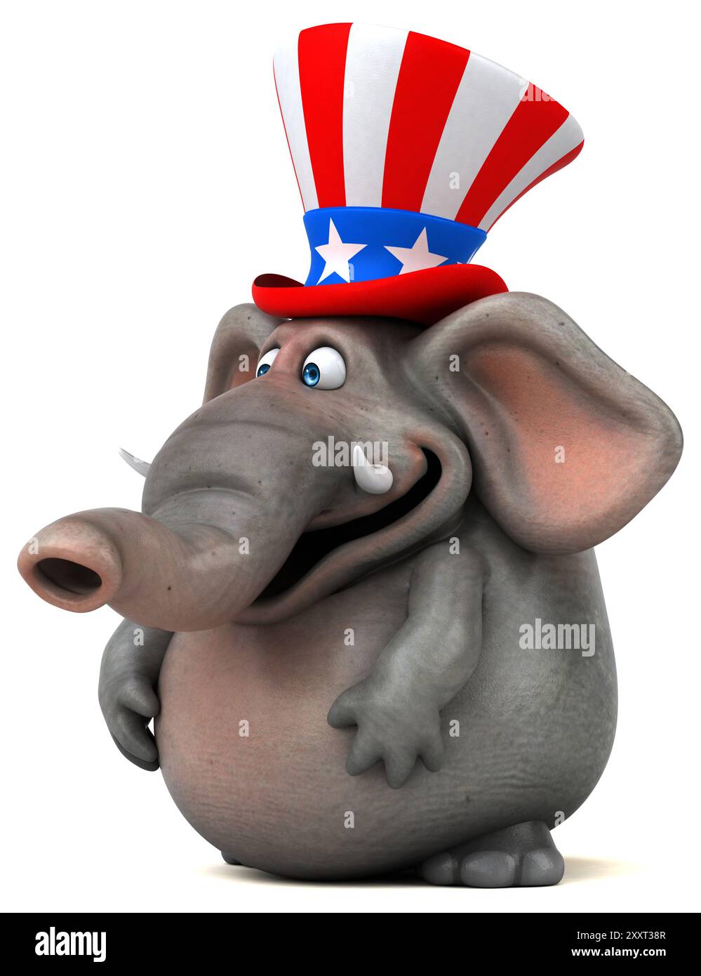 Fun 3D cartoon elephant with an uncle sam hat Stock Photo - Alamy