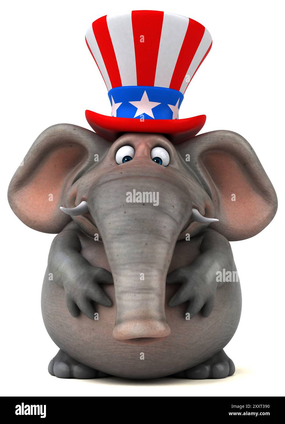 Fun 3D cartoon elephant with an uncle sam hat Stock Photo - Alamy