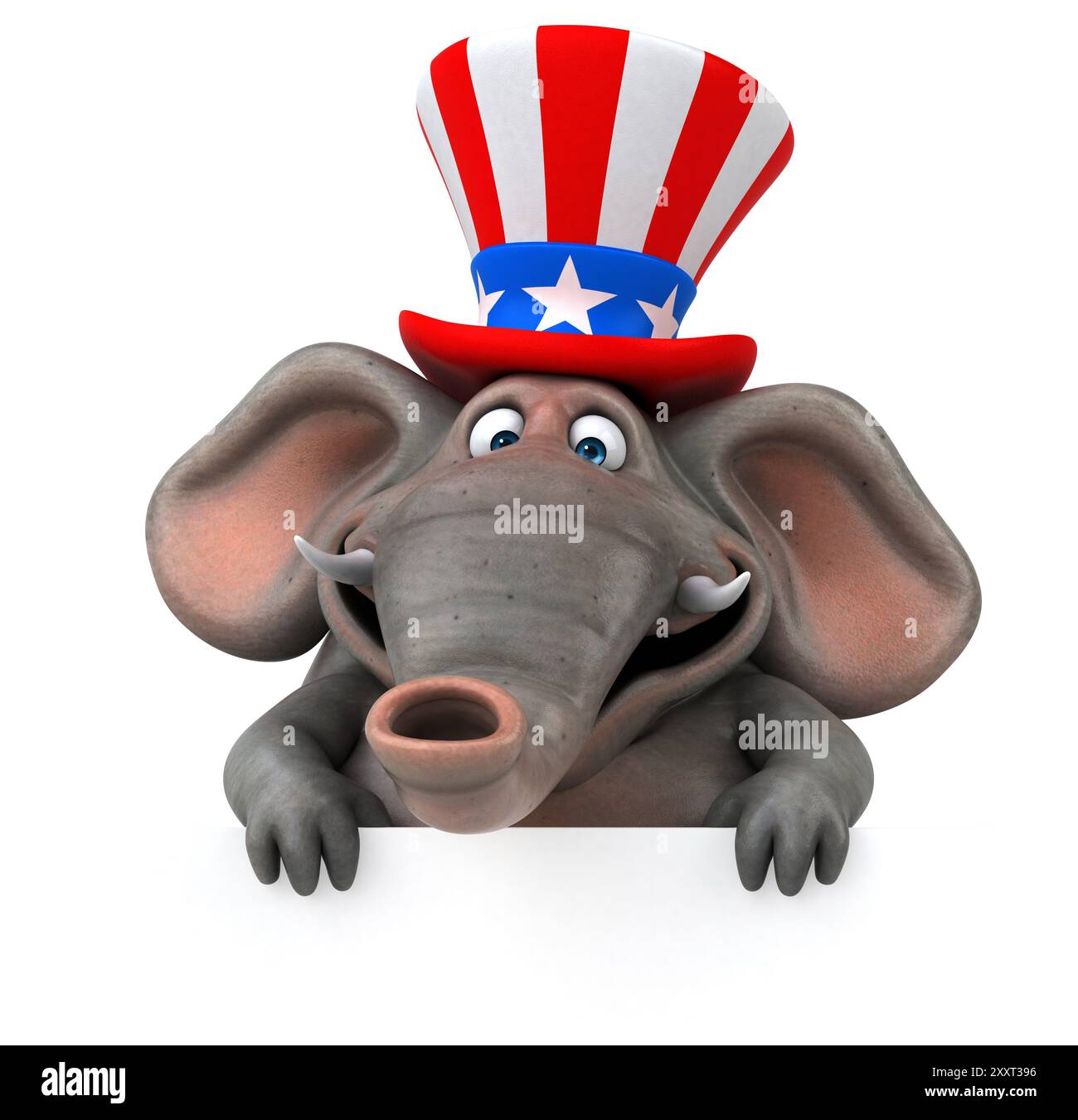 Fun 3D cartoon elephant with an uncle sam hat Stock Photo - Alamy