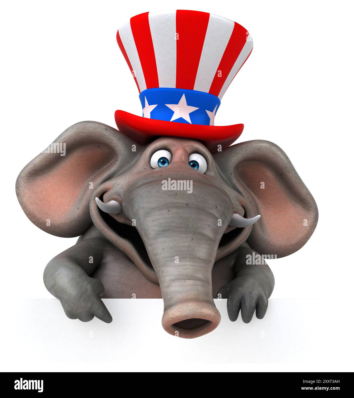 Fun 3D cartoon elephant with an uncle sam hat Stock Photo - Alamy