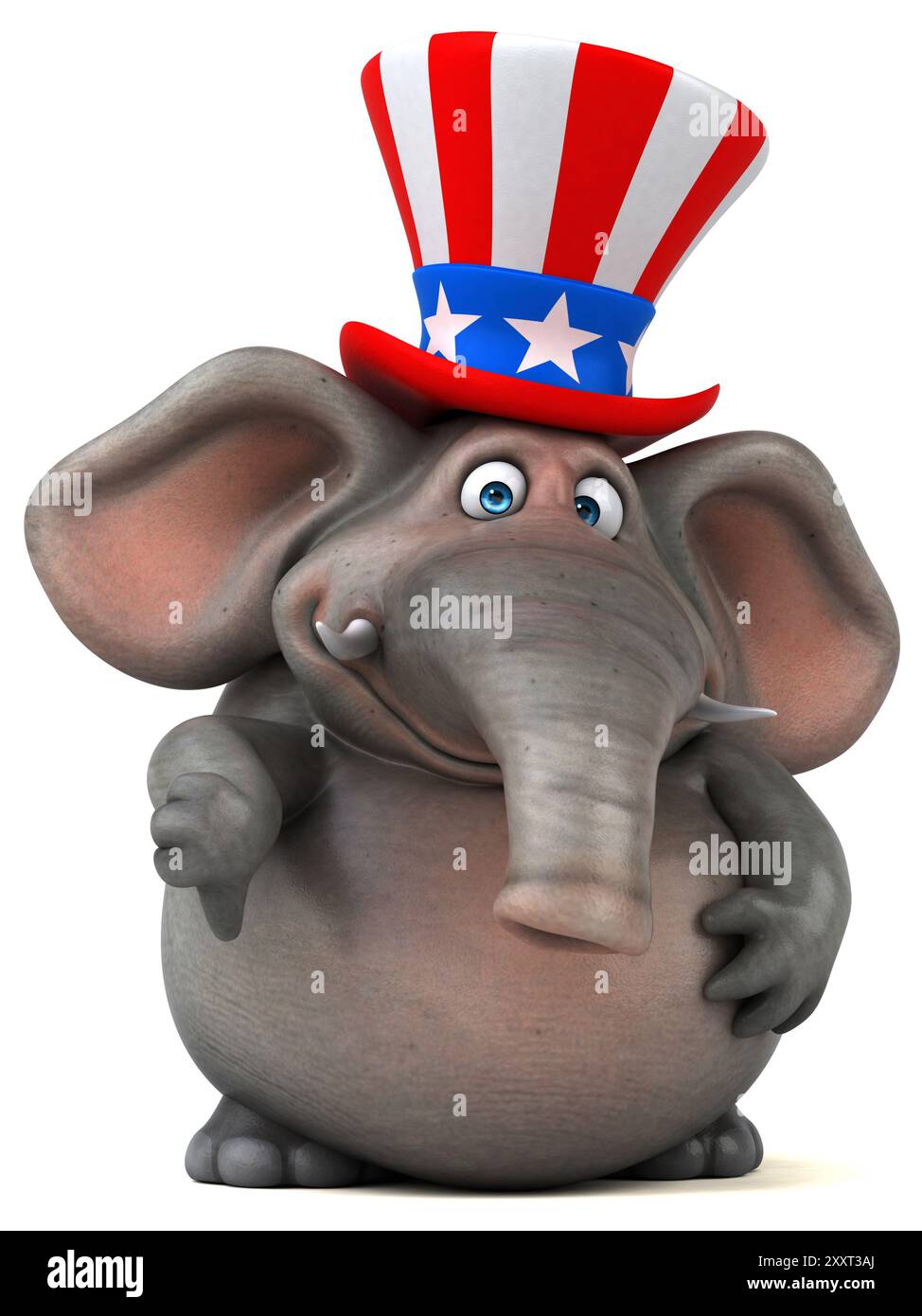 Fun 3D cartoon elephant with an uncle sam hat Stock Photo - Alamy