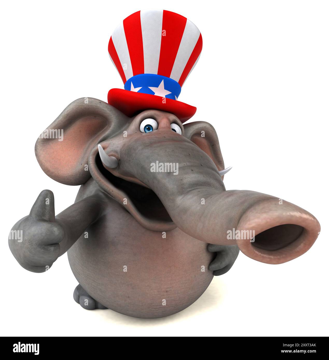 Fun 3D cartoon elephant with an uncle sam hat Stock Photo - Alamy