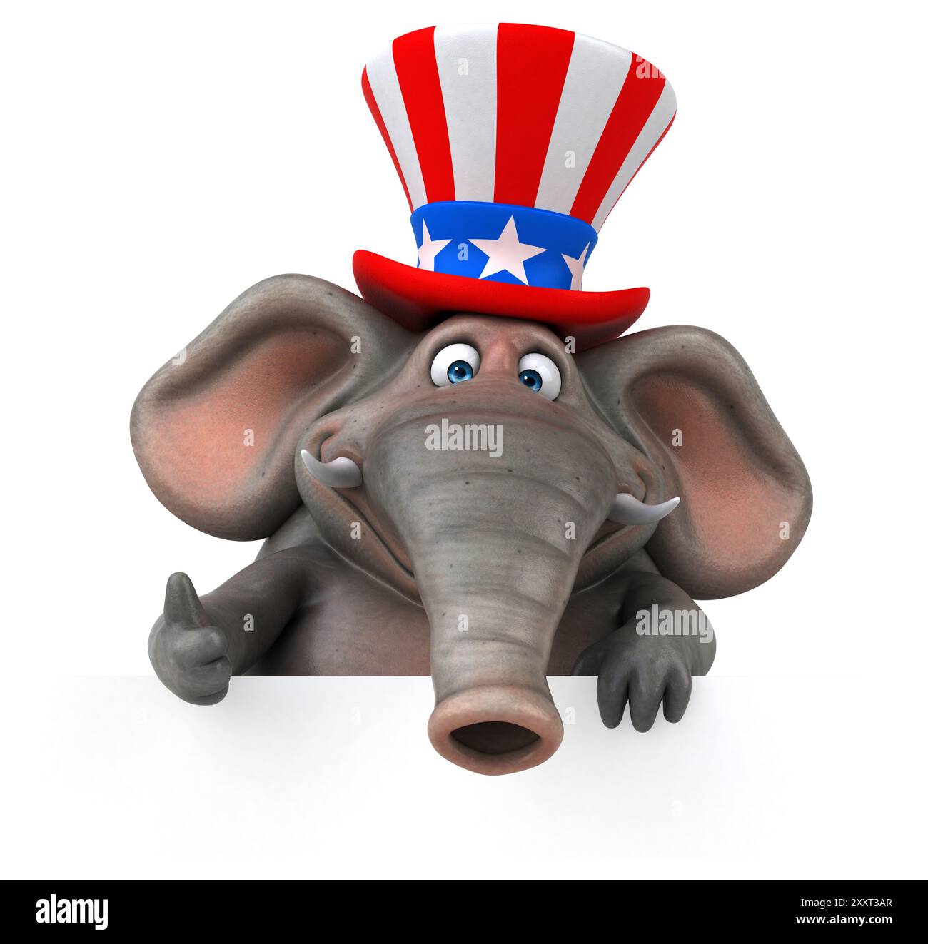 Fun 3D cartoon elephant with an uncle sam hat Stock Photo - Alamy