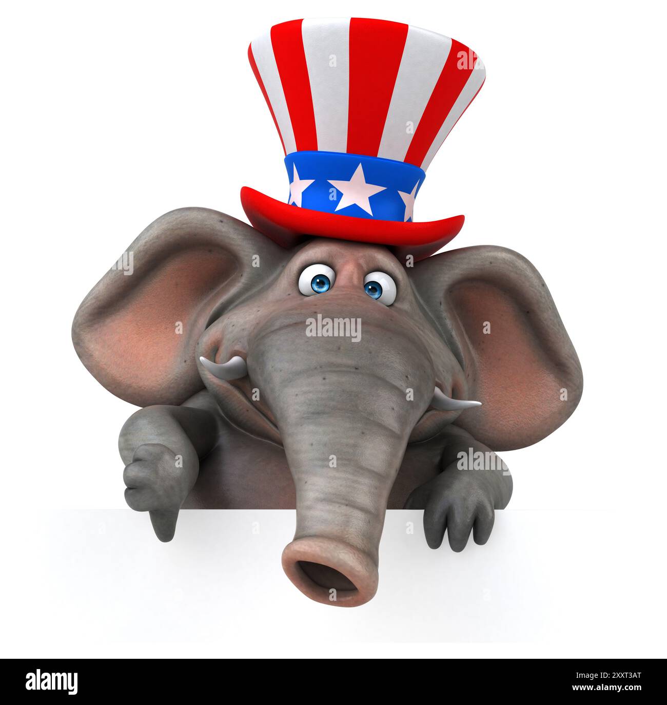 Fun 3D cartoon elephant with an uncle sam hat Stock Photo - Alamy
