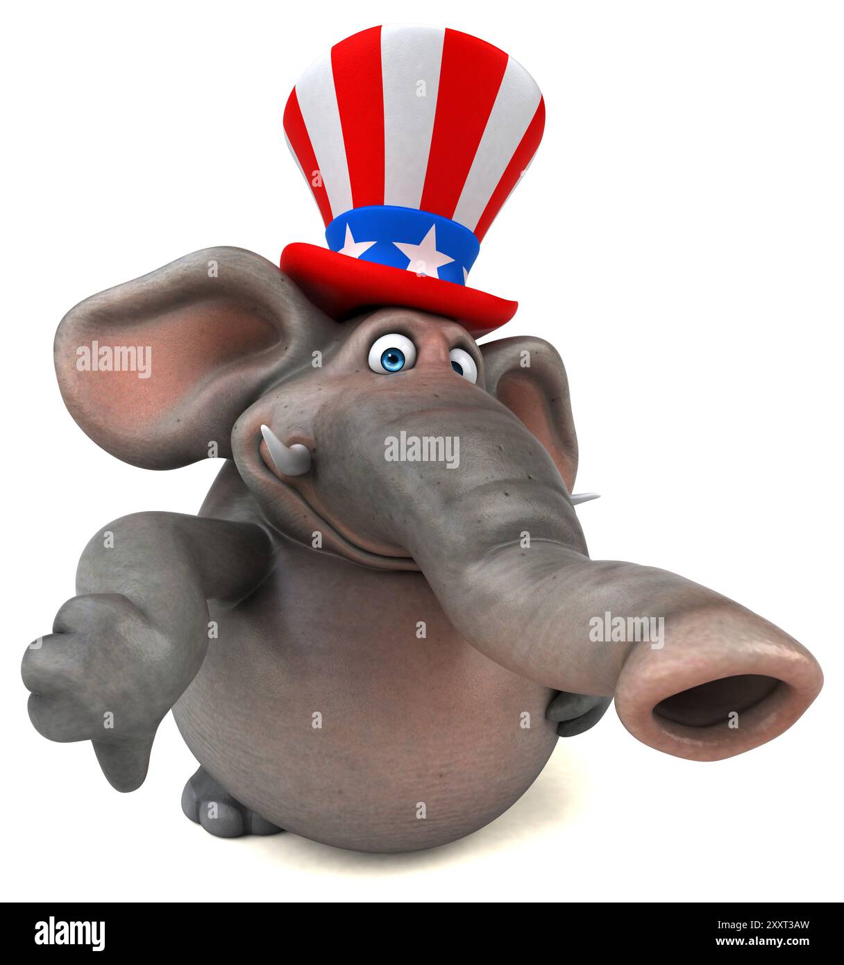 Fun 3D cartoon elephant with an uncle sam hat Stock Photo - Alamy