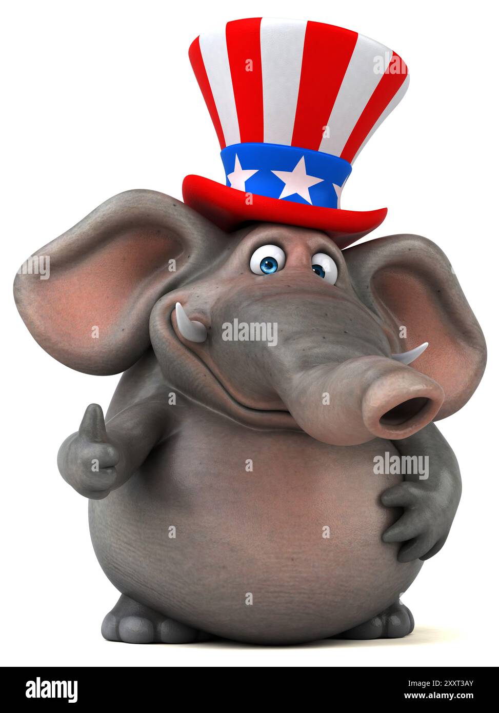 Fun 3D cartoon elephant with an uncle sam hat Stock Photo - Alamy