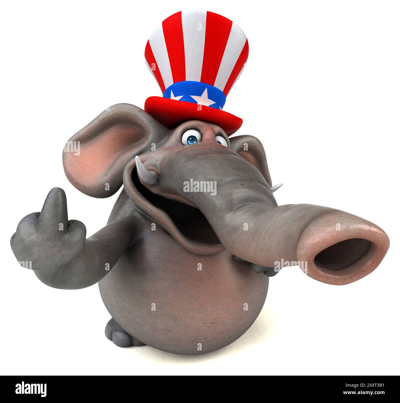 Fun 3D cartoon elephant with an uncle sam hat Stock Photo - Alamy