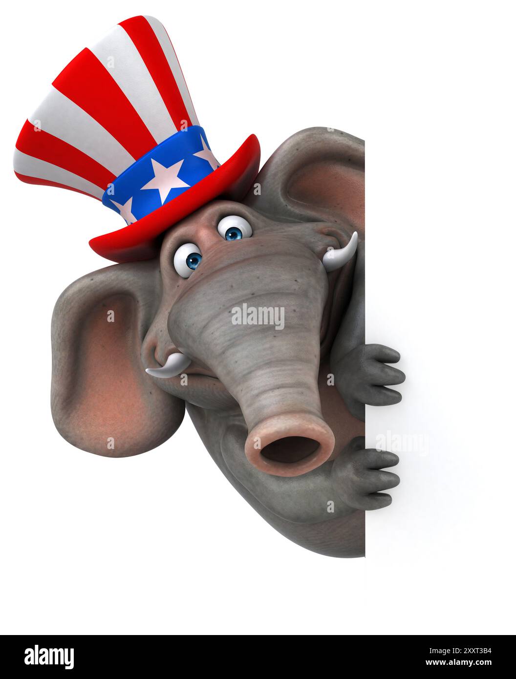 Fun 3D cartoon elephant with an uncle sam hat Stock Photo - Alamy