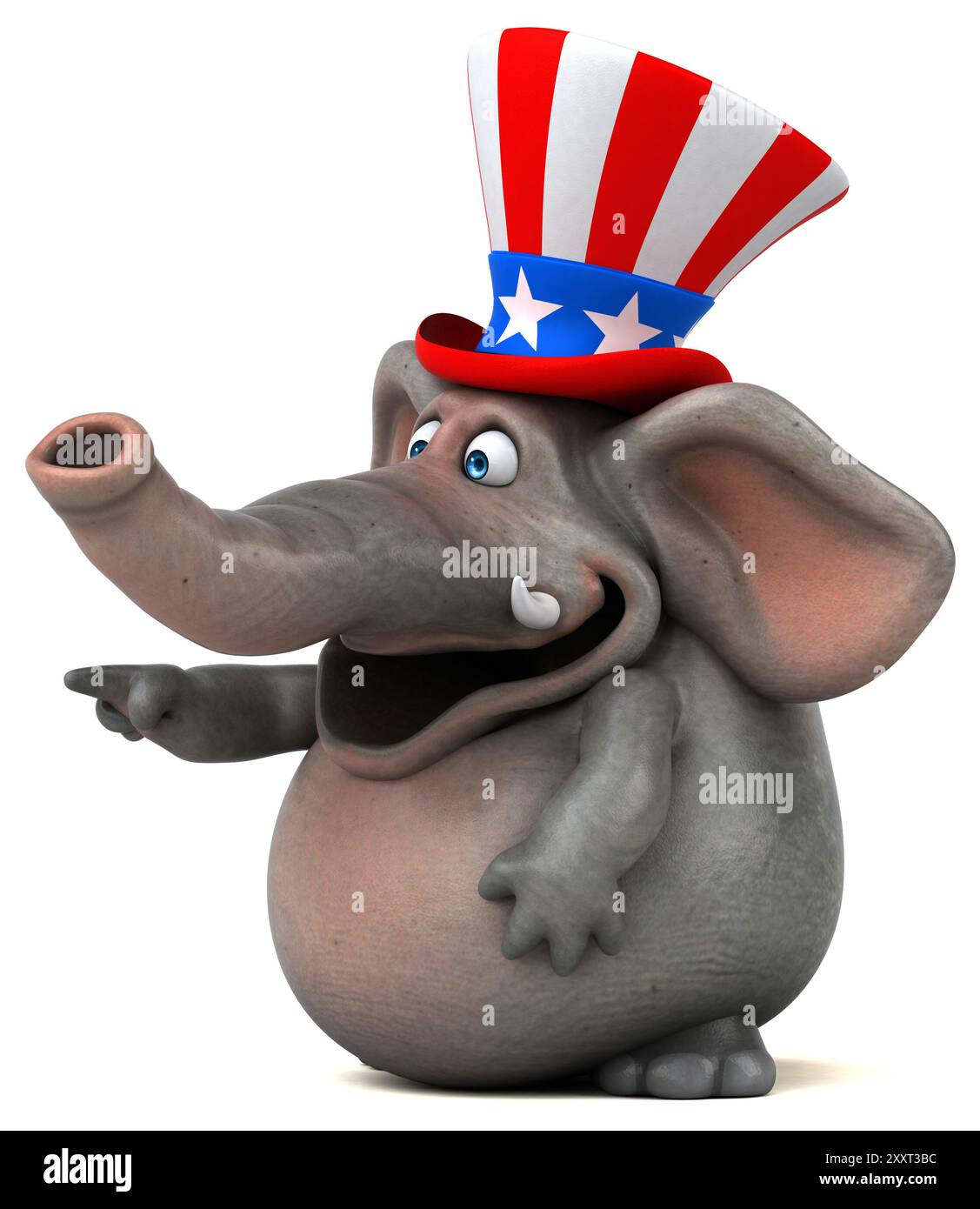 Fun 3D cartoon elephant with an uncle sam hat Stock Photo - Alamy