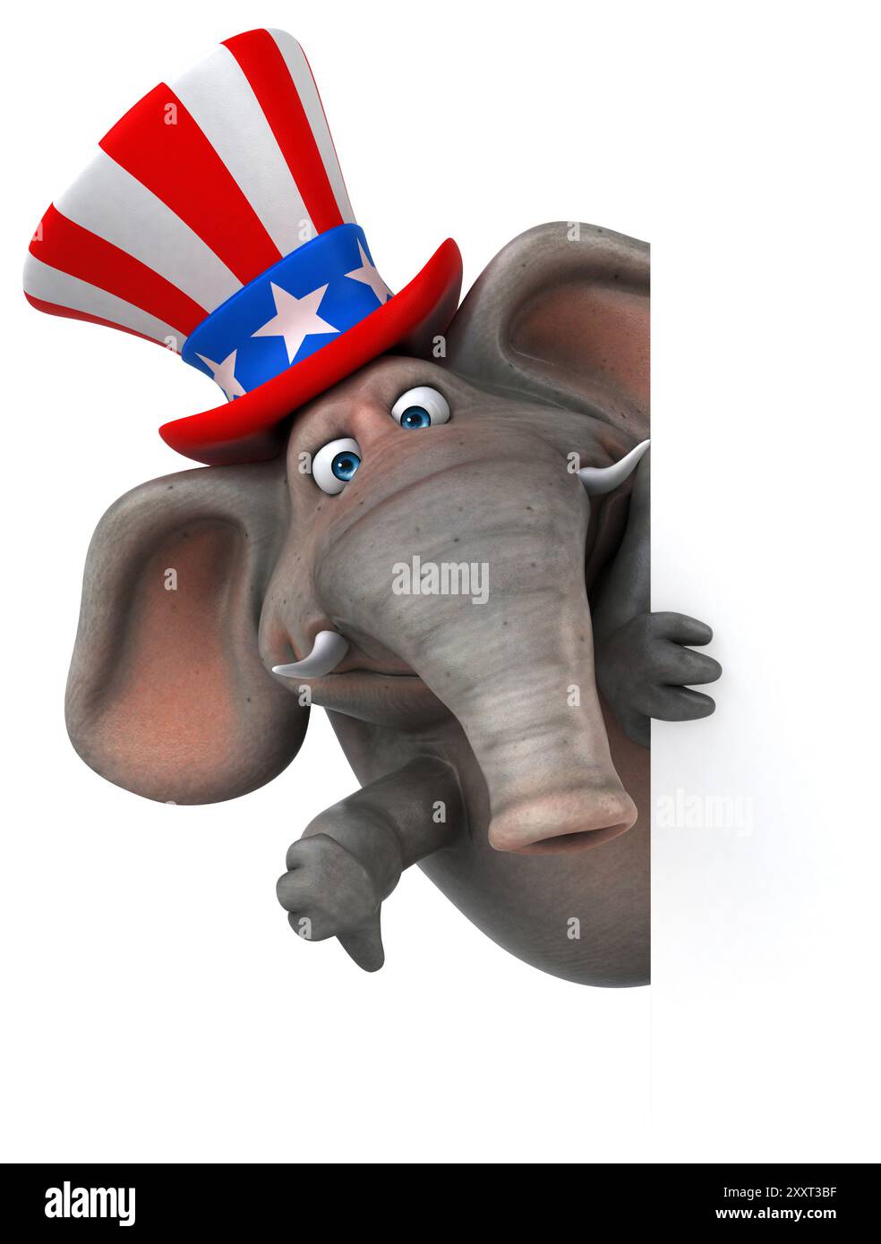 Fun 3D cartoon elephant with an uncle sam hat Stock Photo - Alamy
