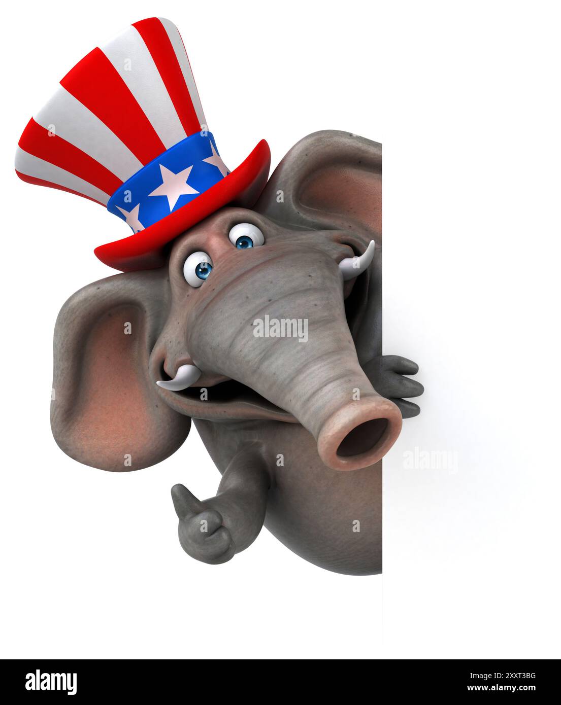 Fun 3D cartoon elephant with an uncle sam hat Stock Photo - Alamy