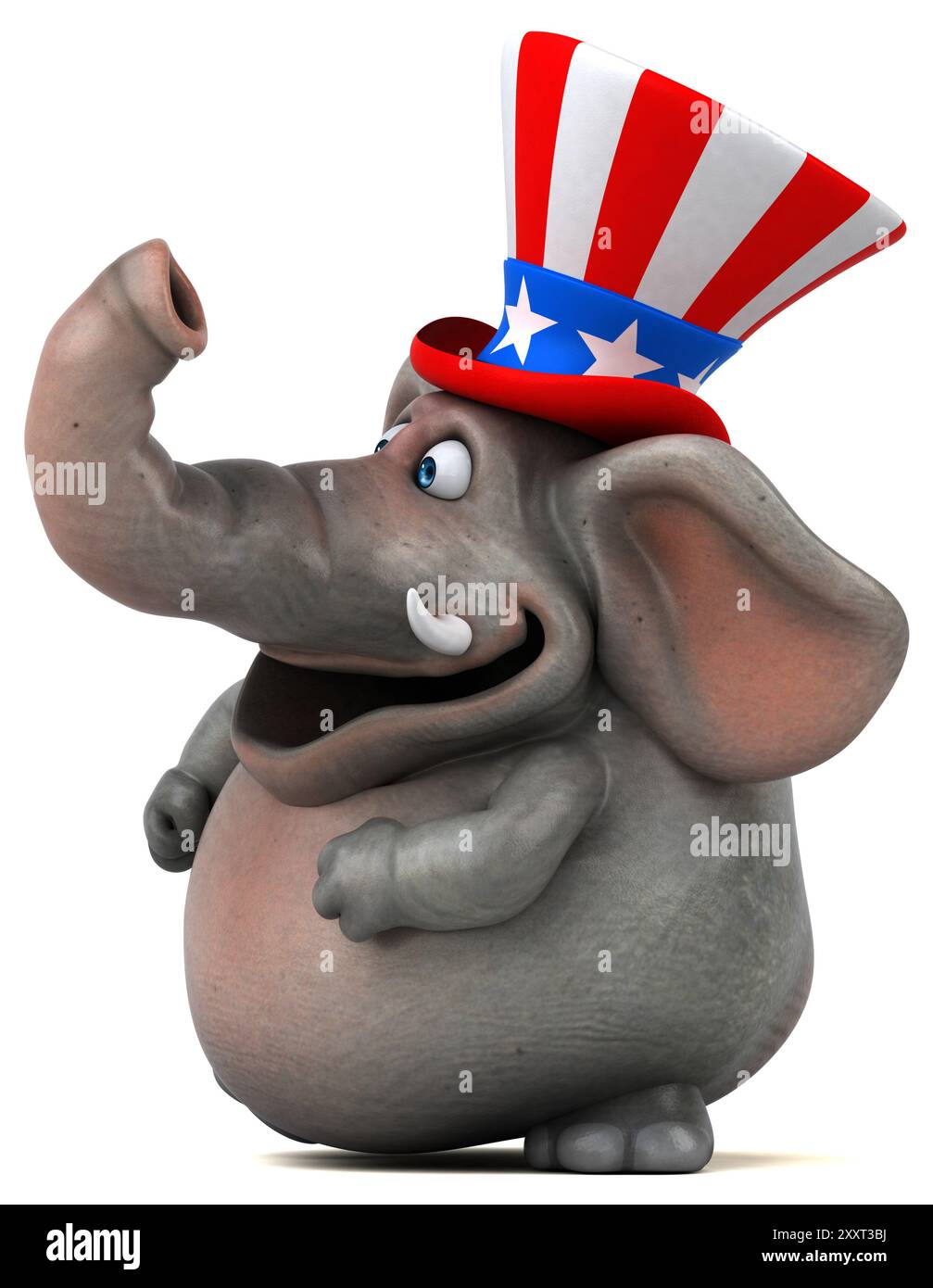 Fun 3D cartoon elephant with an uncle sam hat Stock Photo - Alamy