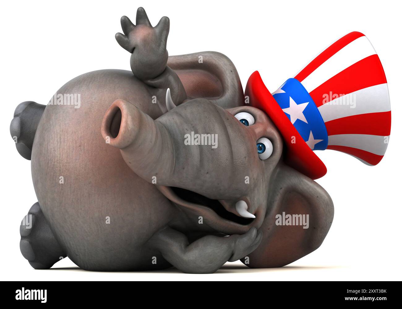 Fun 3D cartoon elephant with an uncle sam hat Stock Photo - Alamy