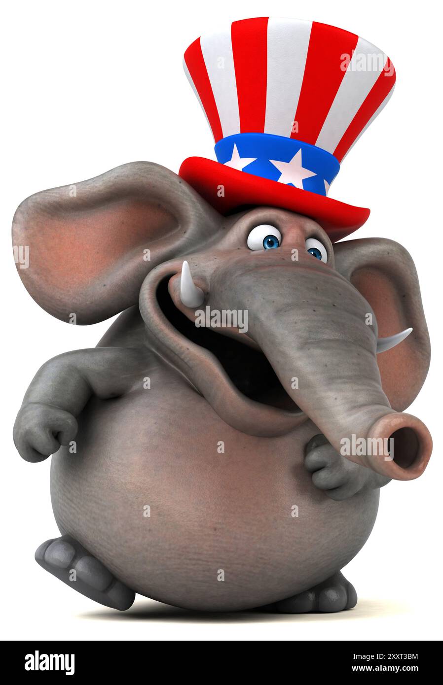 Fun 3D cartoon elephant with an uncle sam hat Stock Photo - Alamy