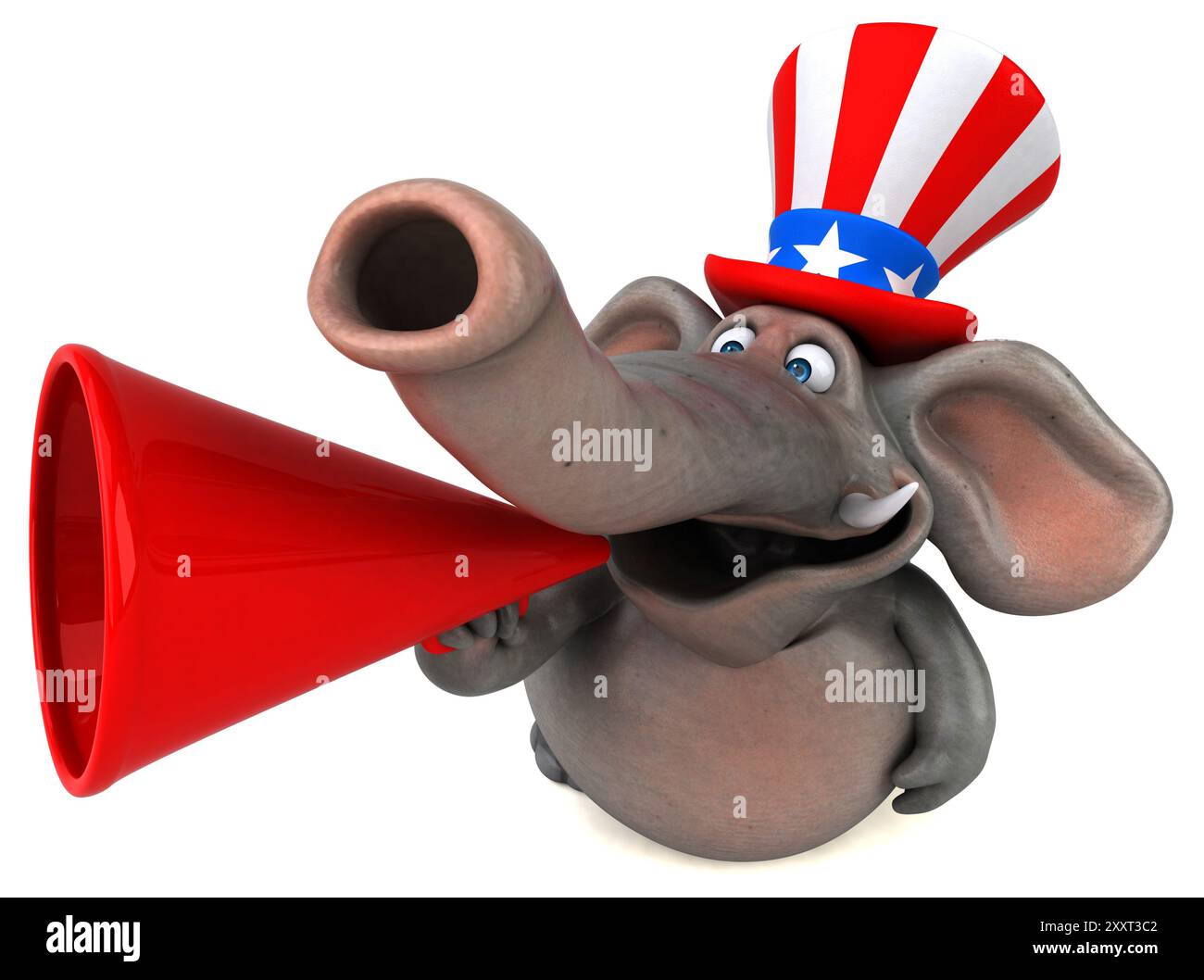 Fun 3D cartoon elephant with an uncle sam hat Stock Photo - Alamy