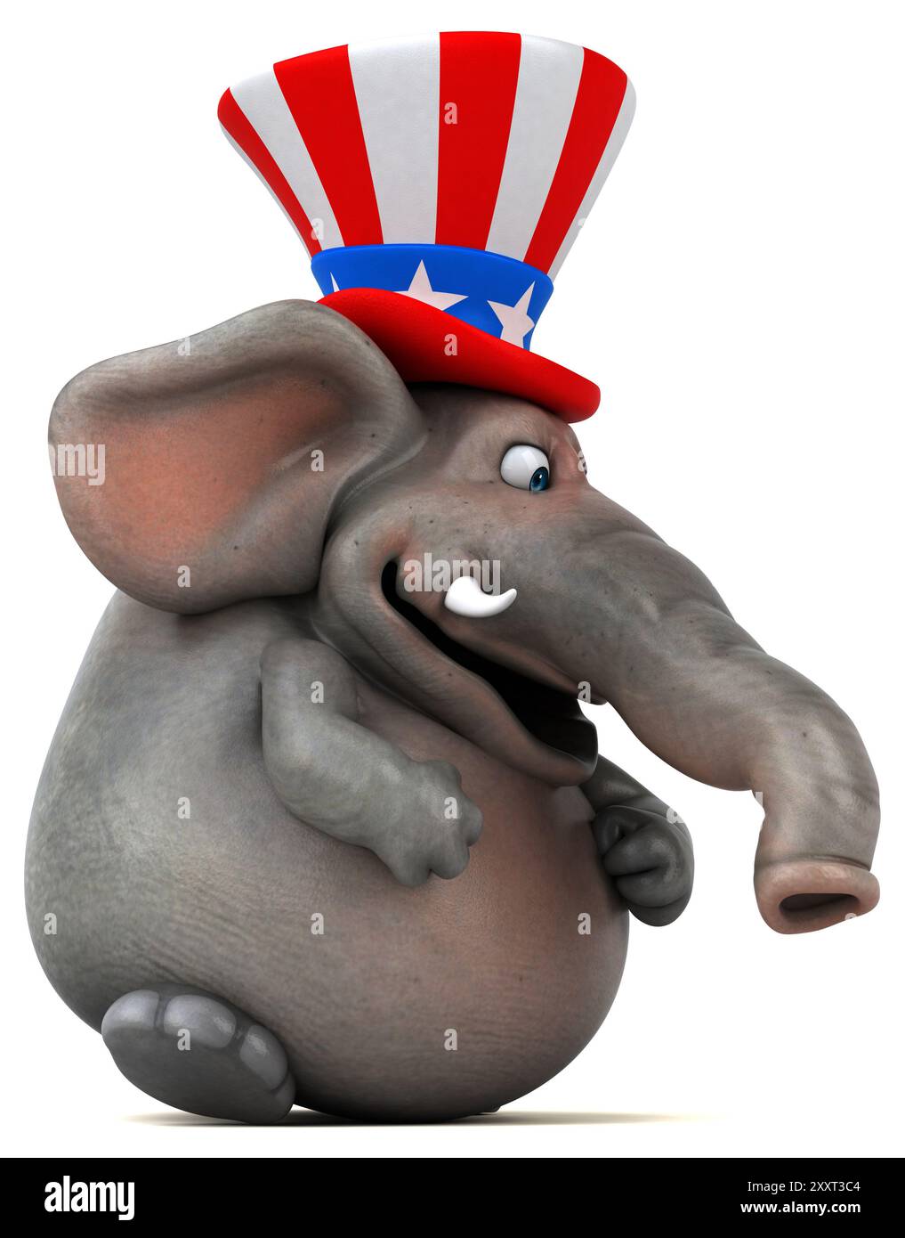 Fun 3D cartoon elephant with an uncle sam hat Stock Photo - Alamy