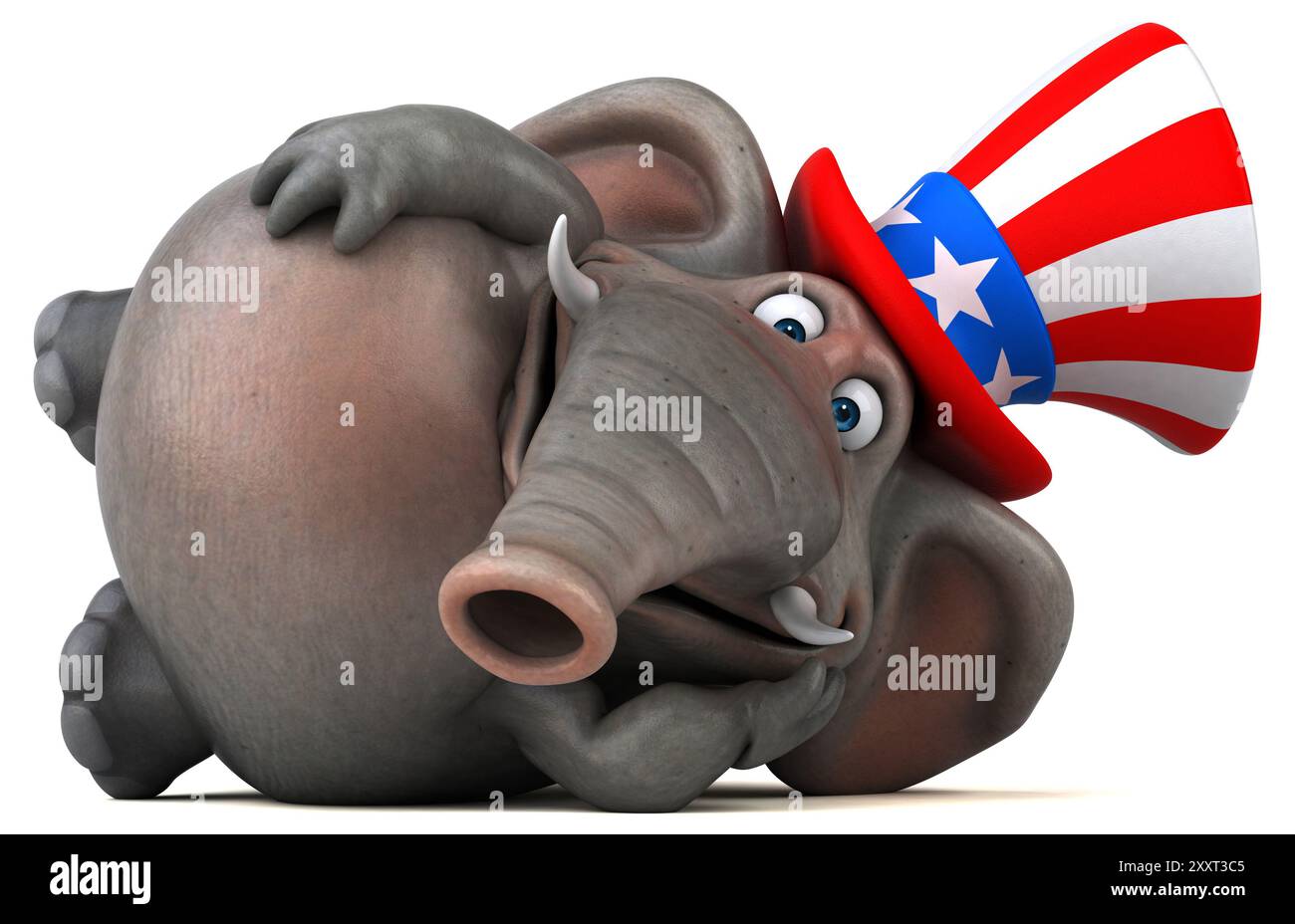 Fun 3D cartoon elephant with an uncle sam hat Stock Photo - Alamy