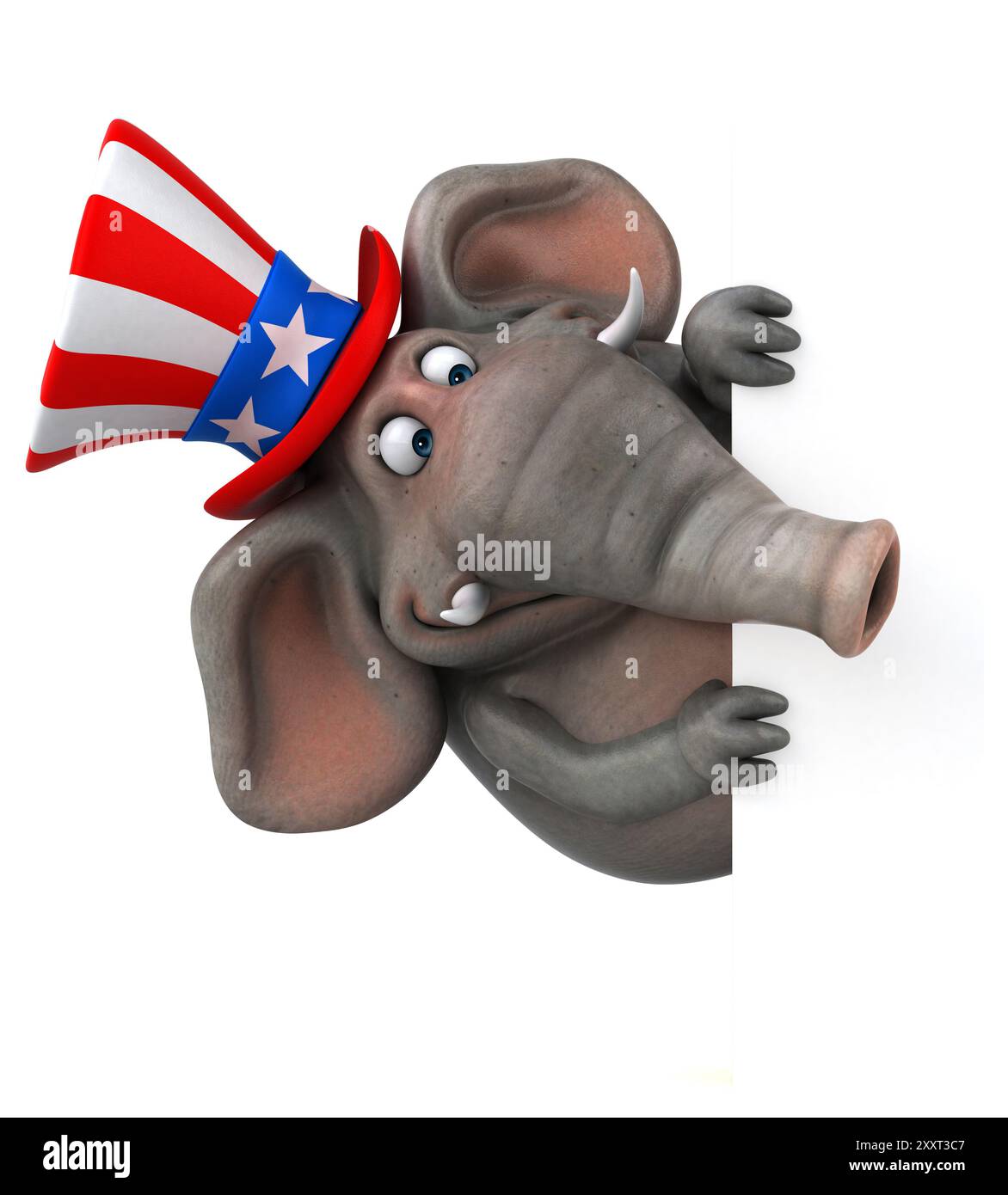 Fun 3D cartoon elephant with an uncle sam hat Stock Photo - Alamy