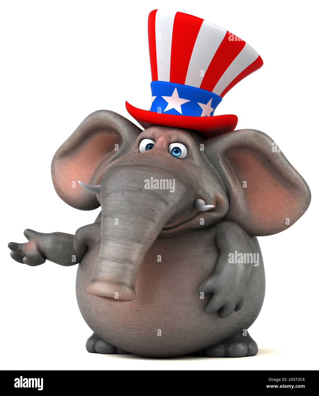 Fun 3D cartoon elephant with an uncle sam hat Stock Photo - Alamy
