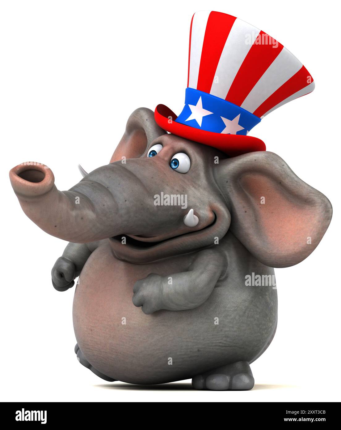 Fun 3D cartoon elephant with an uncle sam hat Stock Photo - Alamy