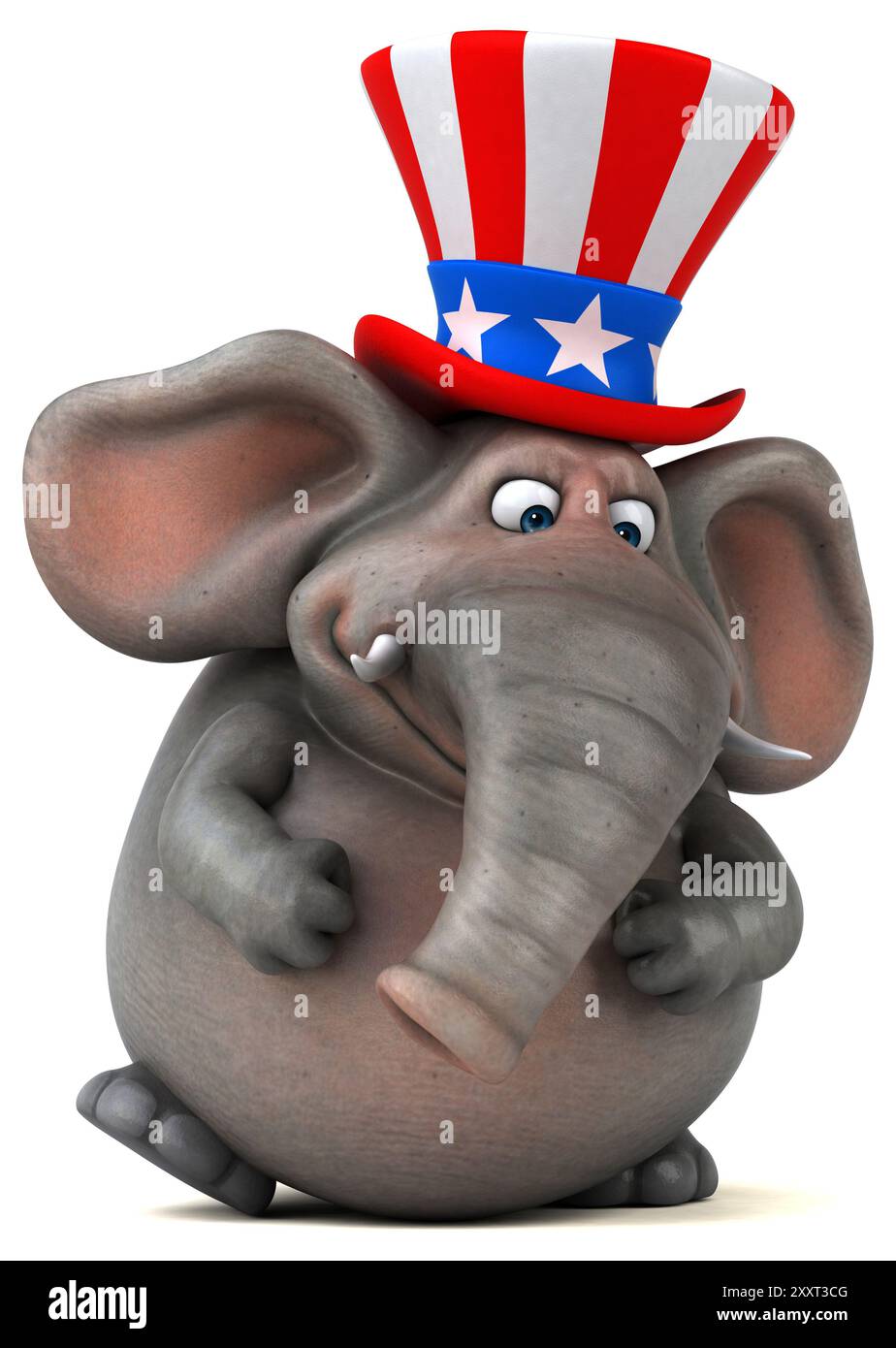 Fun 3D cartoon elephant with an uncle sam hat Stock Photo - Alamy