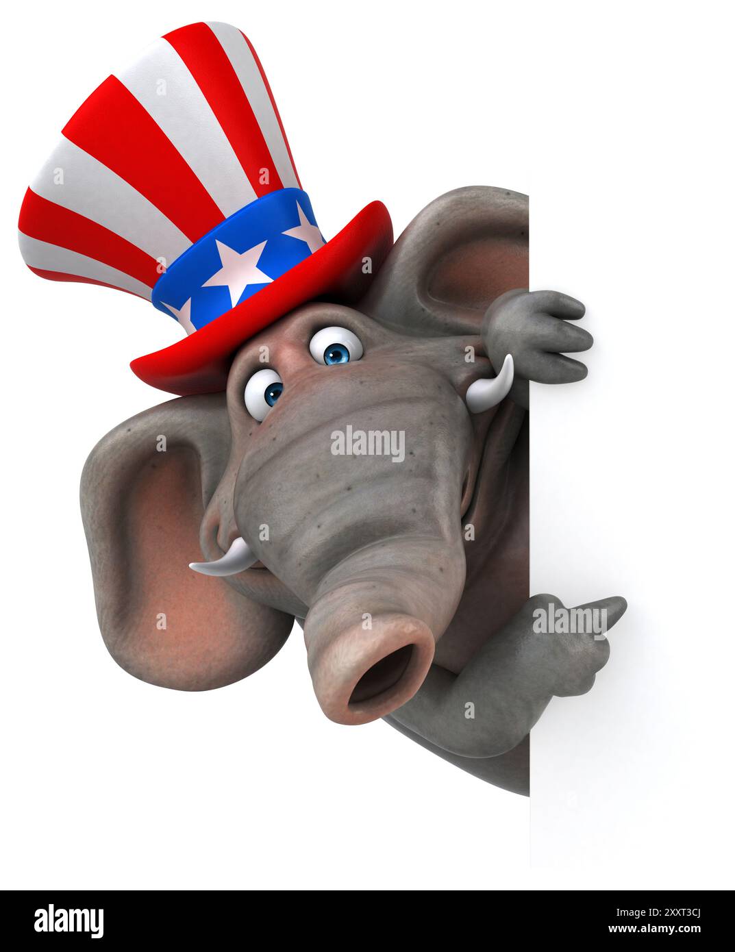 Fun 3D cartoon elephant with an uncle sam hat Stock Photo - Alamy