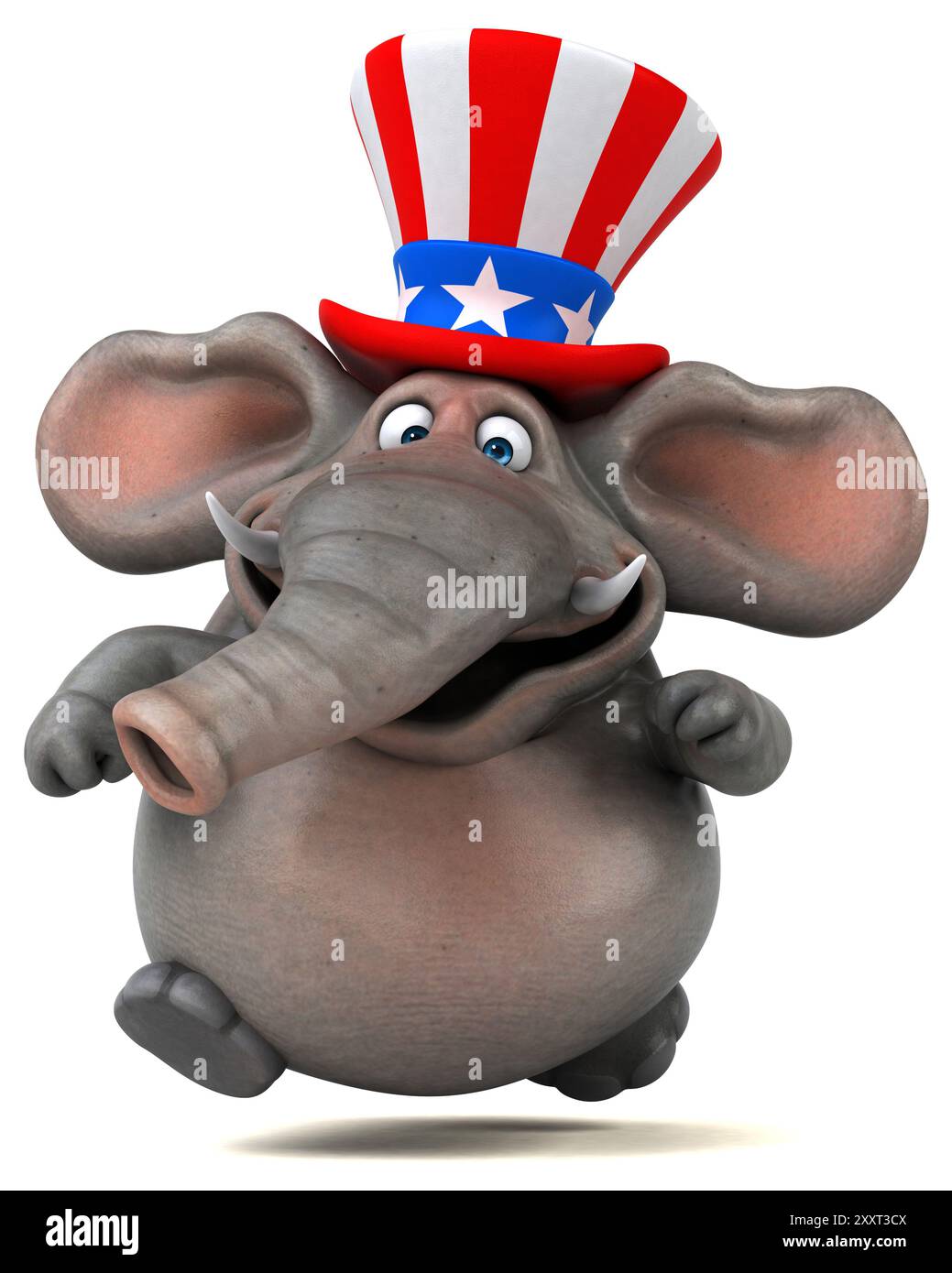 Fun 3D cartoon elephant with an uncle sam hat Stock Photo - Alamy