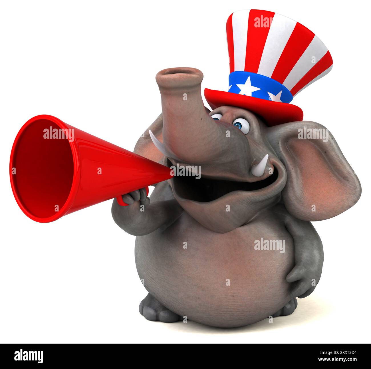 Fun 3D cartoon elephant with an uncle sam hat Stock Photo - Alamy